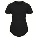 Annhoo Womens Maternity Summer Casual T-Shirt Side Pleated Round Neck ...