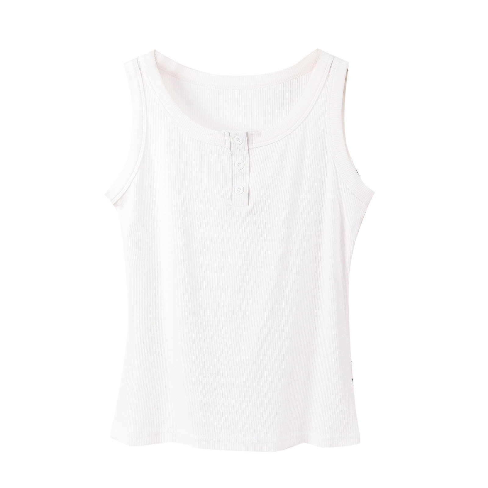 Annhoo Womens Plus Size Tank Tops Crew Neck Button Sleeveless Shirts Casual Comfy Soft Beach ...