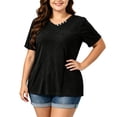 Annhoo Womens Plus Size Tops Loose Comfy Short Sleeve V Neck Blouse ...