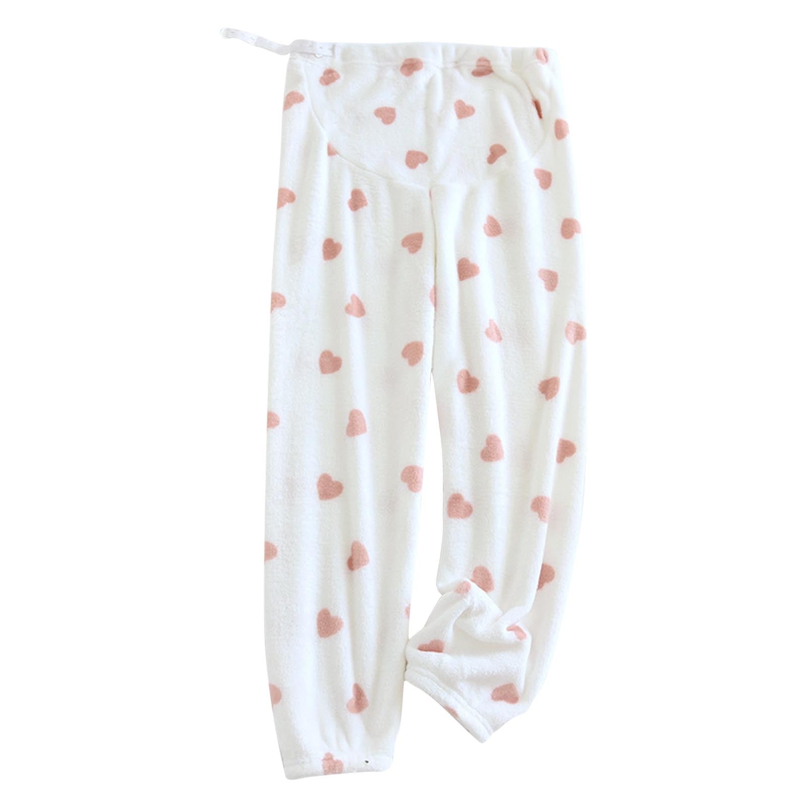 Annhoo Womens Pregnant Fleece Pants Pattern Printed Elastic Waist ...