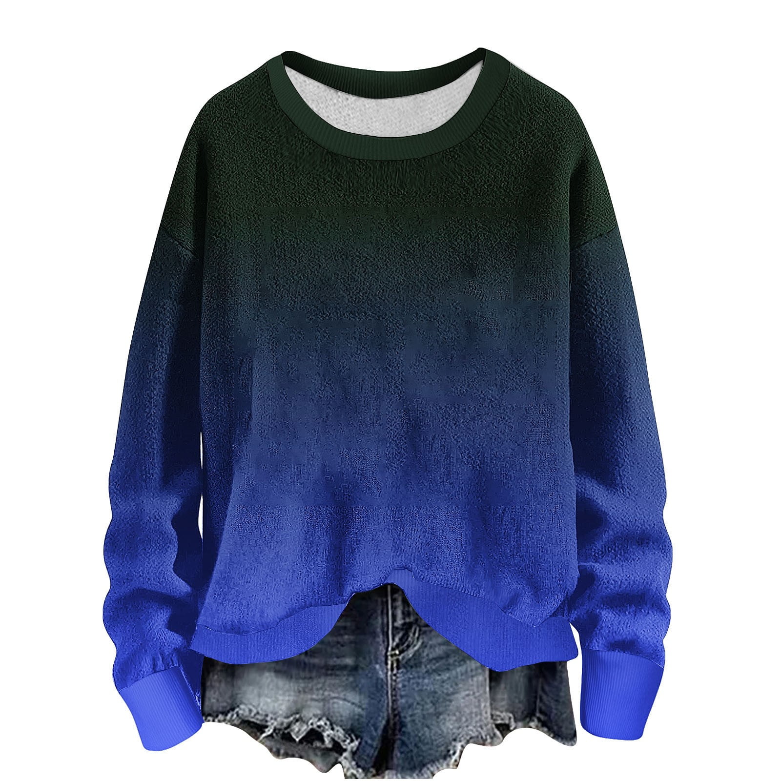 Annhoo Womens Sweatshirt Trendy Gradient Colour Crewneck Pullovers Fall ...