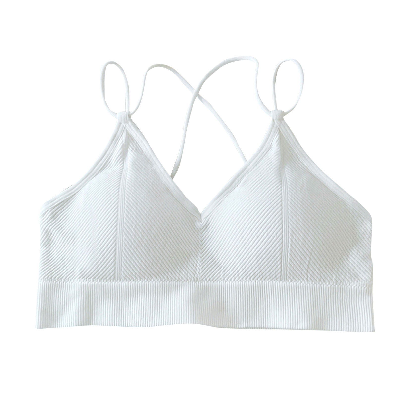 Annhoo Womens Wireless Bras Ribbed Racerback Spaghetti Strap Bralette ...