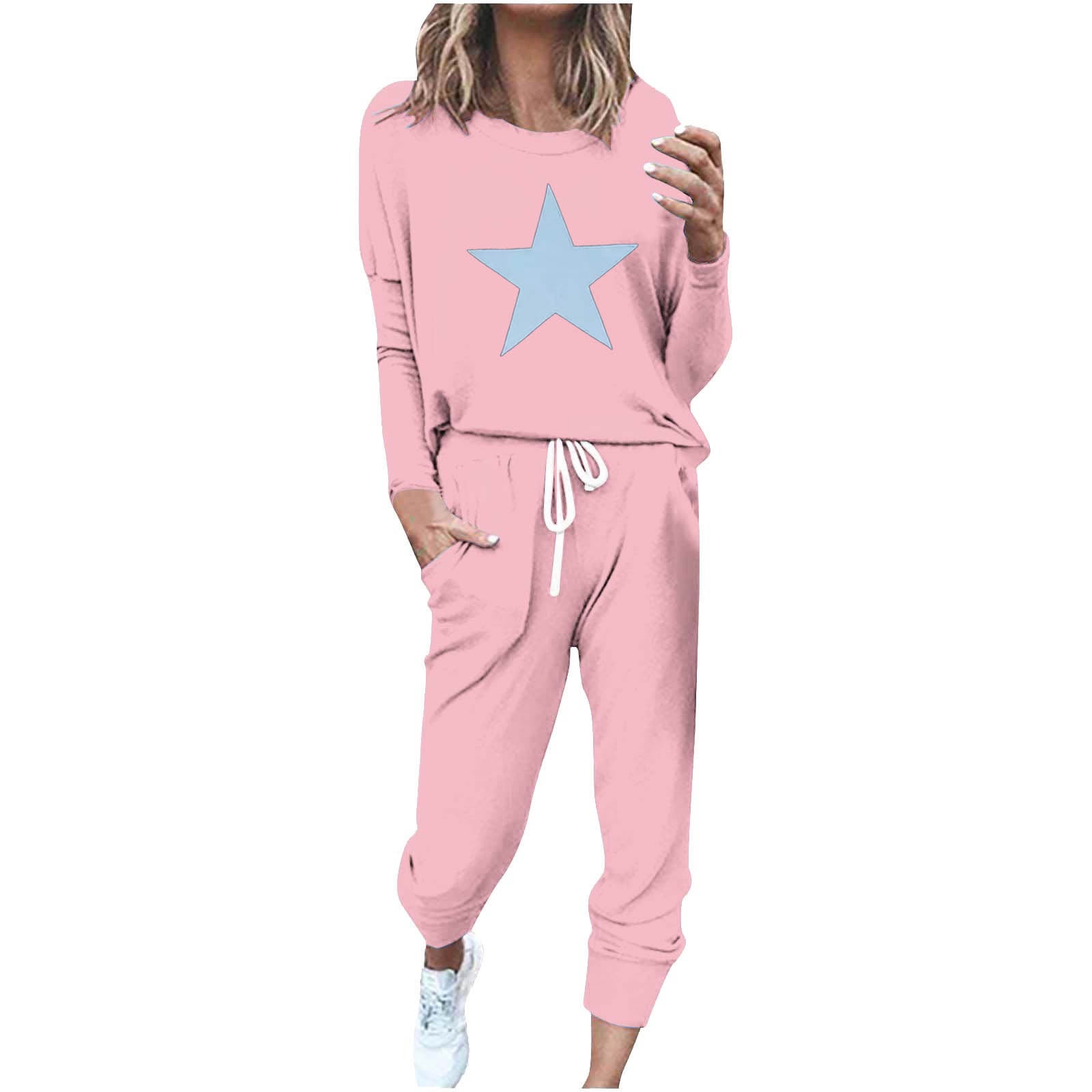 Annhoo Workout Sets for Women 2 Piece Fall Tracksuits Long Sleeve Round ...