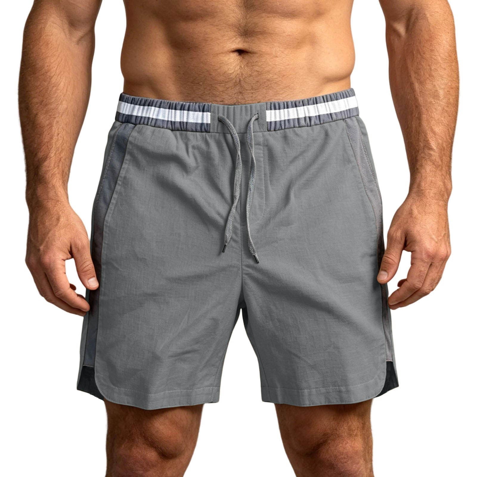 Annhoo Workout Shorts for Men Color Block Split Hem with Pocket and ...
