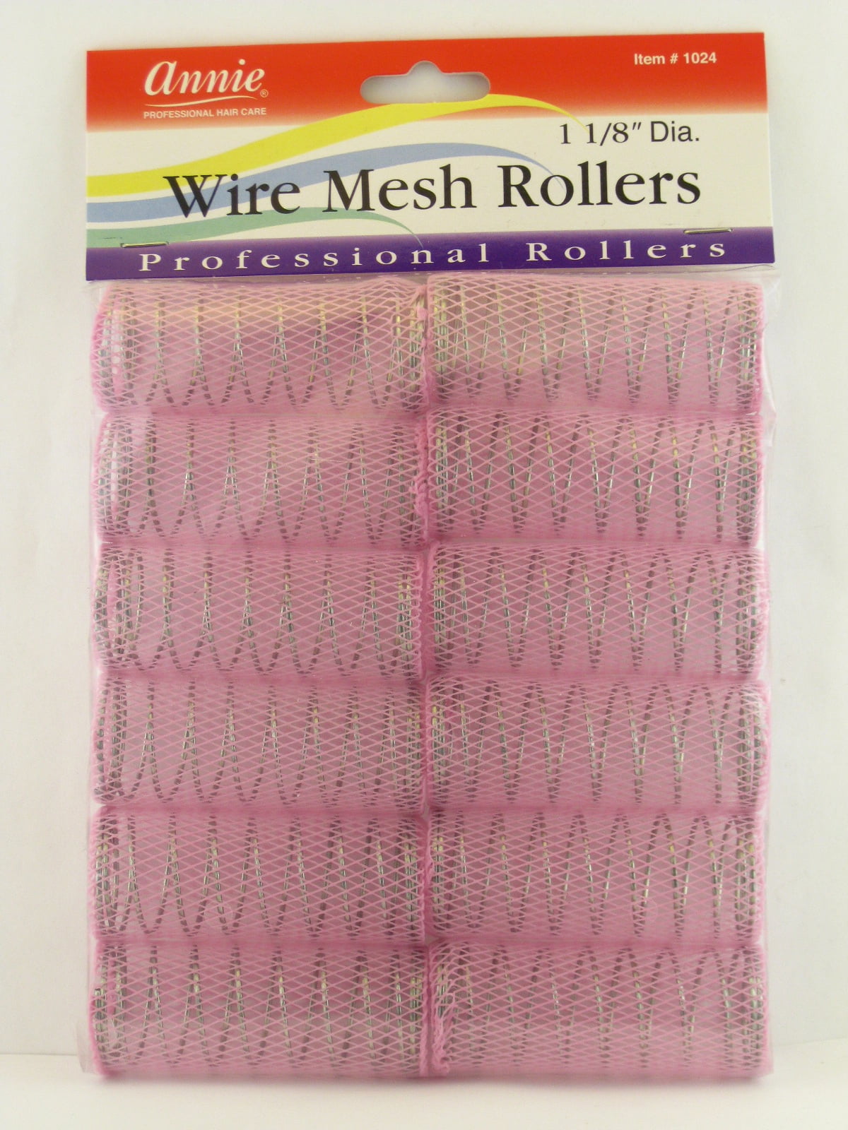 Annie Large Pink Wire Mesh Rollers #1024, 12 Count, 1 1/8" Diameter ...