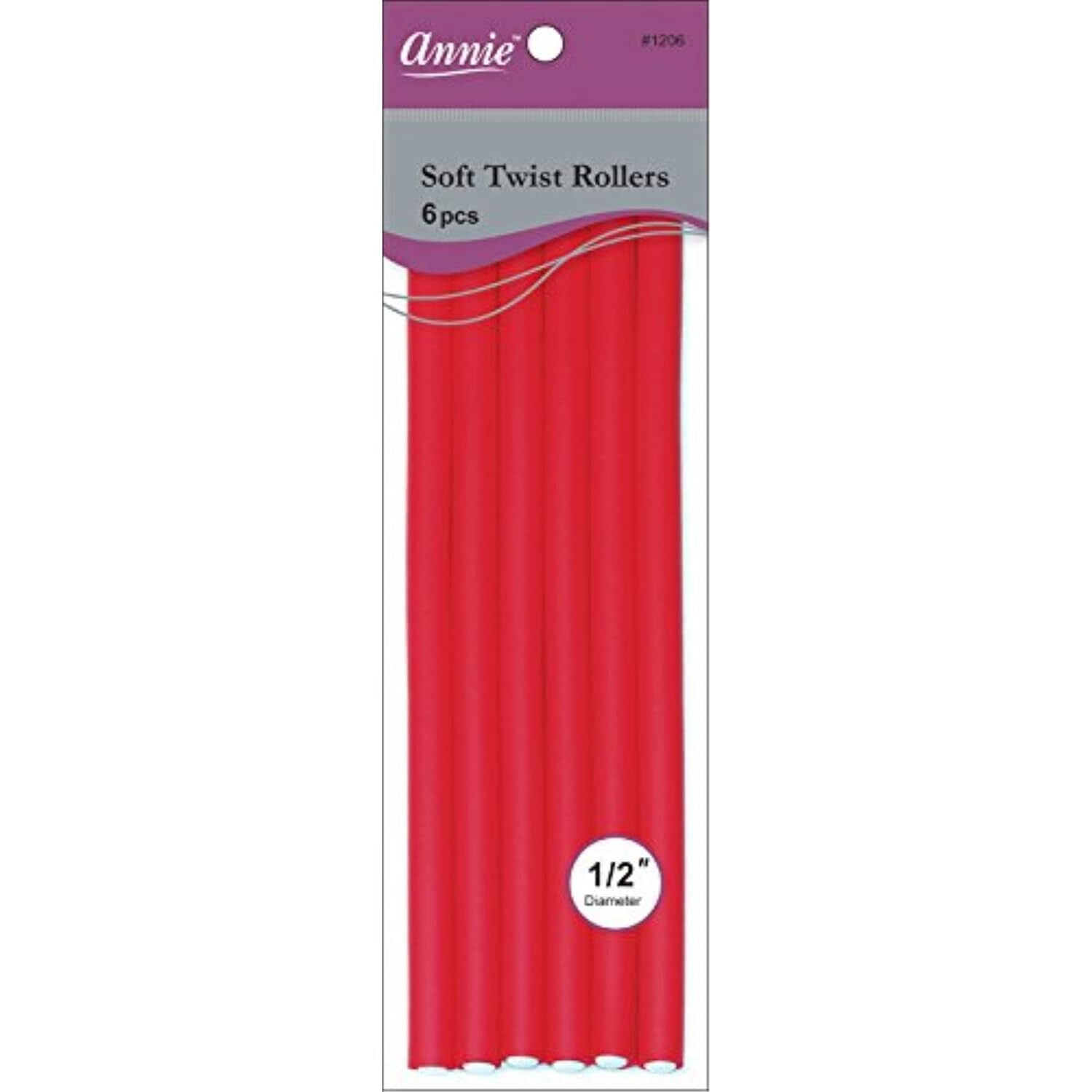 Annie #1206 Soft Twist Rollers 1/2” Red 6 pcs - Walmart.com