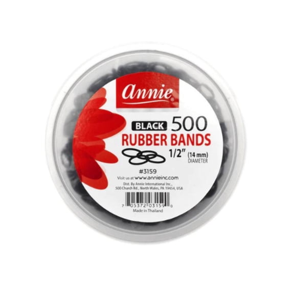 Annie Rubber Bands, Black, Medium Diameter 14mm, 500Ct, 1/2 - Walmart.com