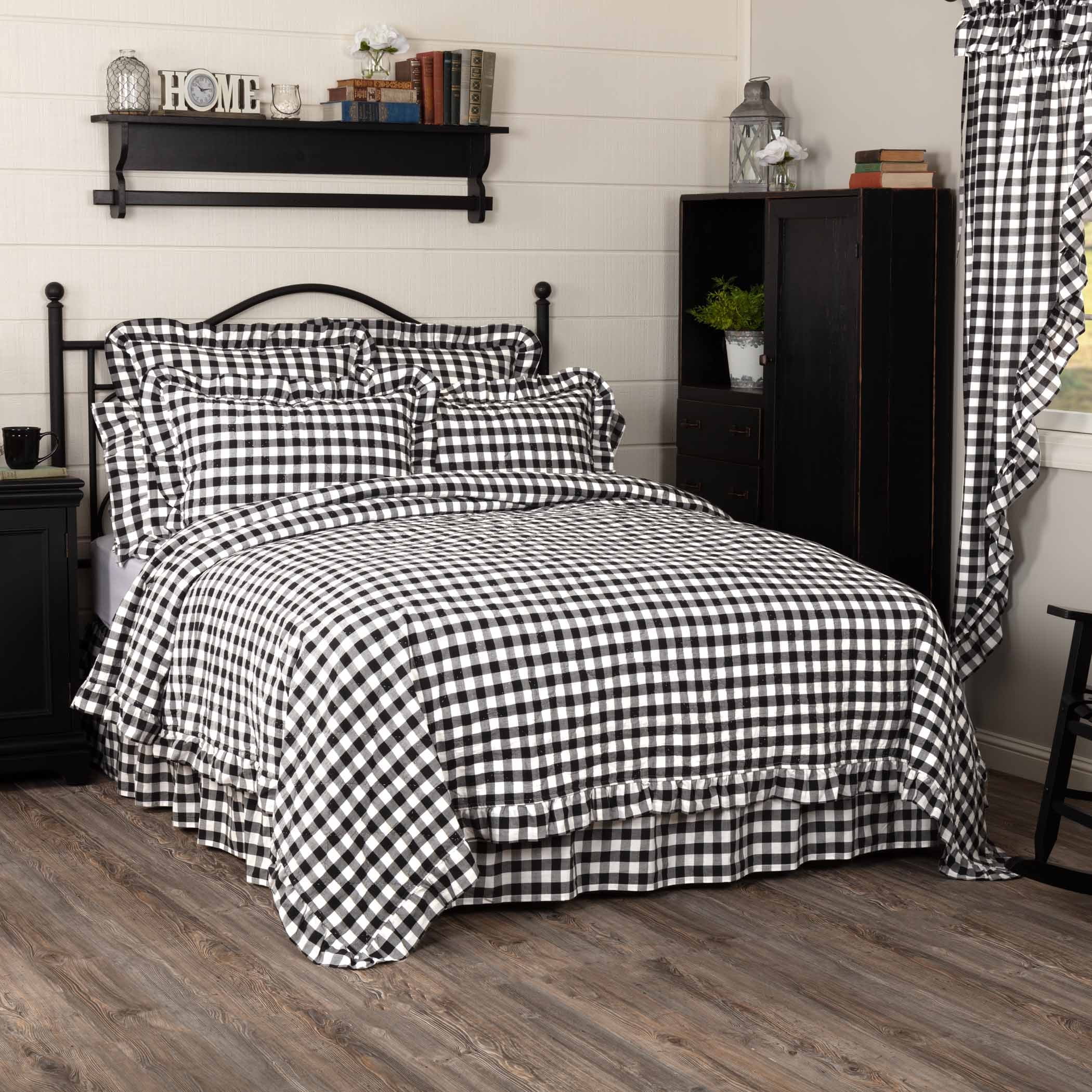 VHC Brands - Quilt/Coverlet/Bedspread, Black, Cotton, Checkered, Queen ...