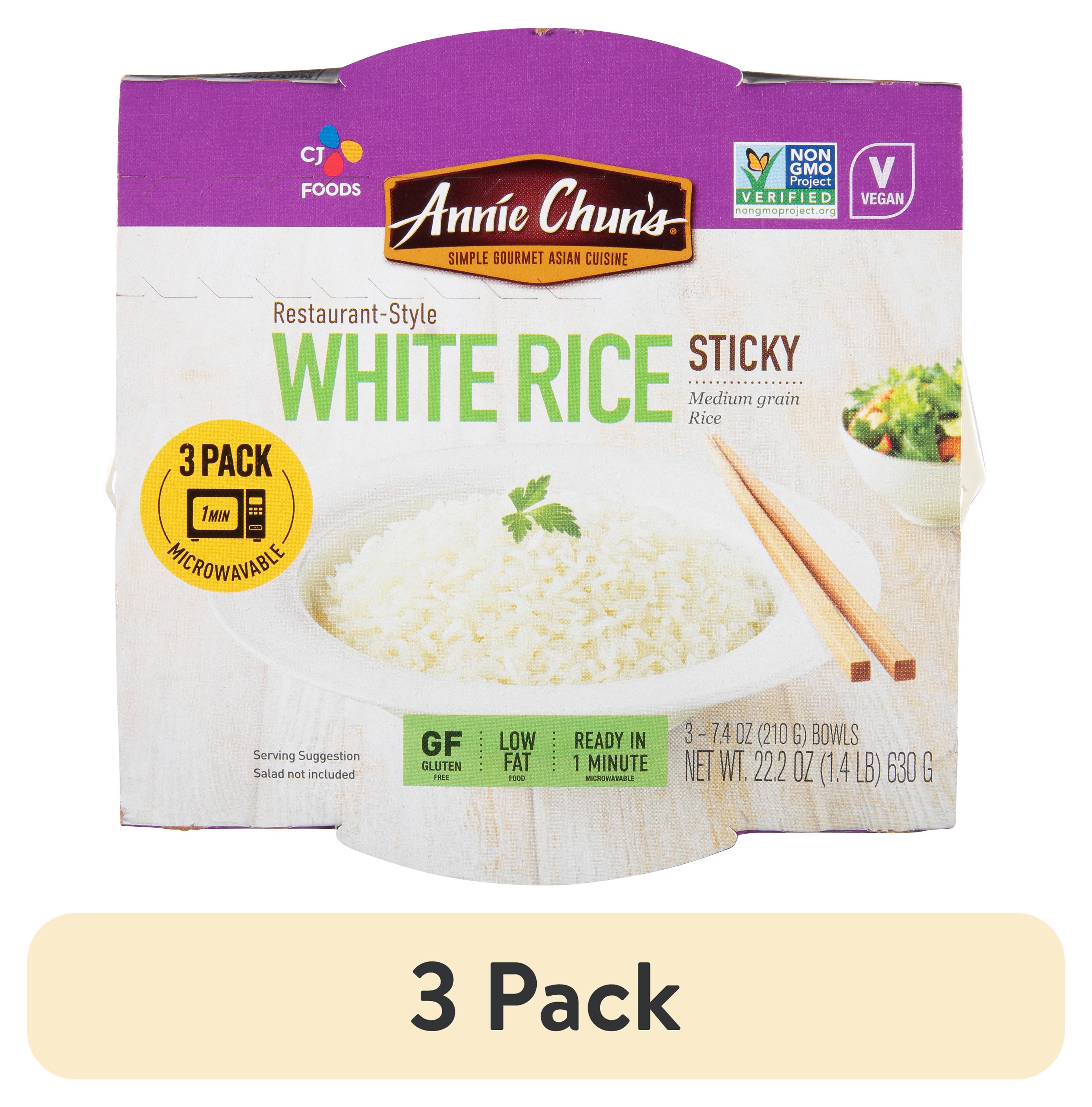 (3 pack) Annie Chun's Cooked Sticky White Rice 3-7.4oz bowls 6 count ...