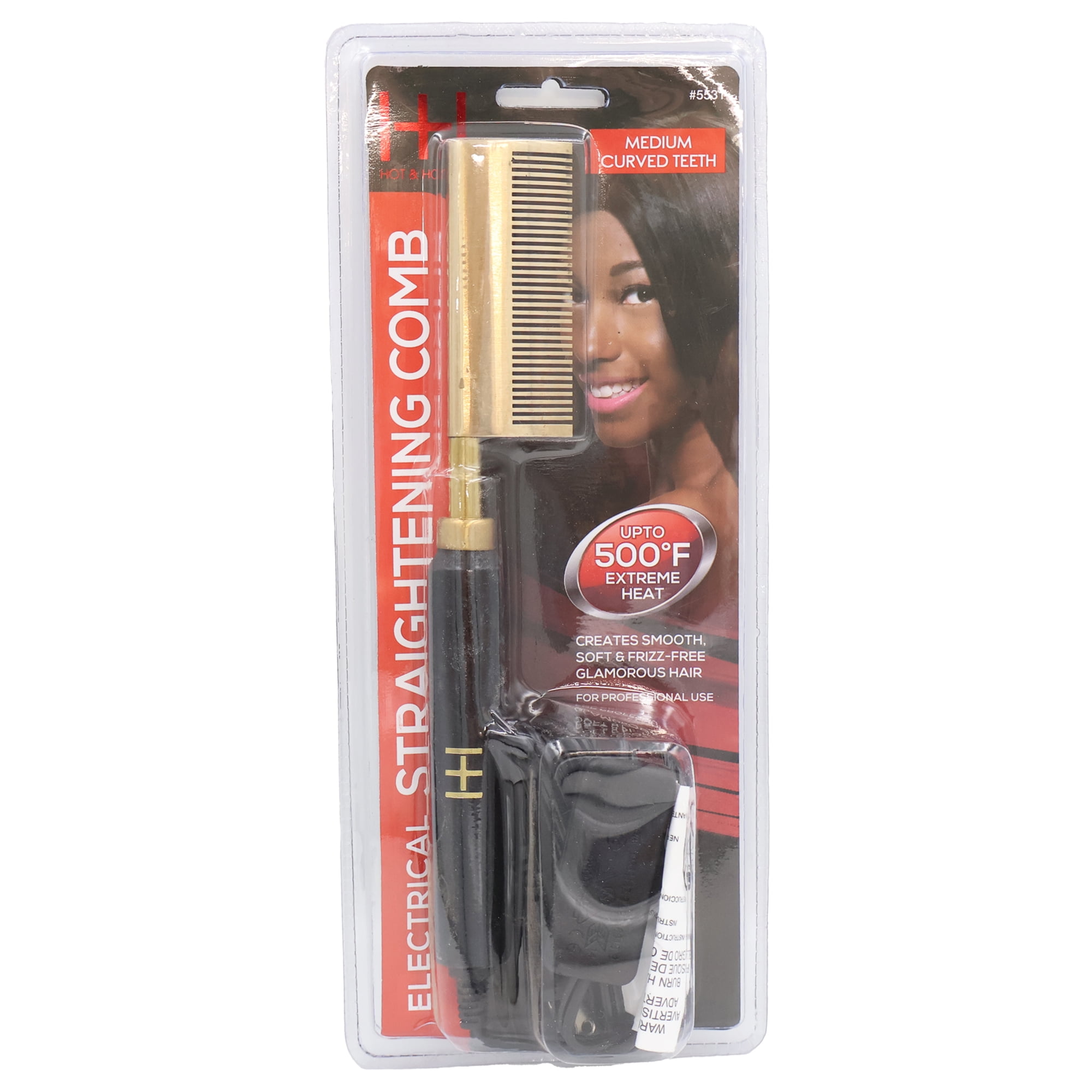 Annie Electrical Straightening Comb, Curved Head, Medium Teeth, Pack of ...