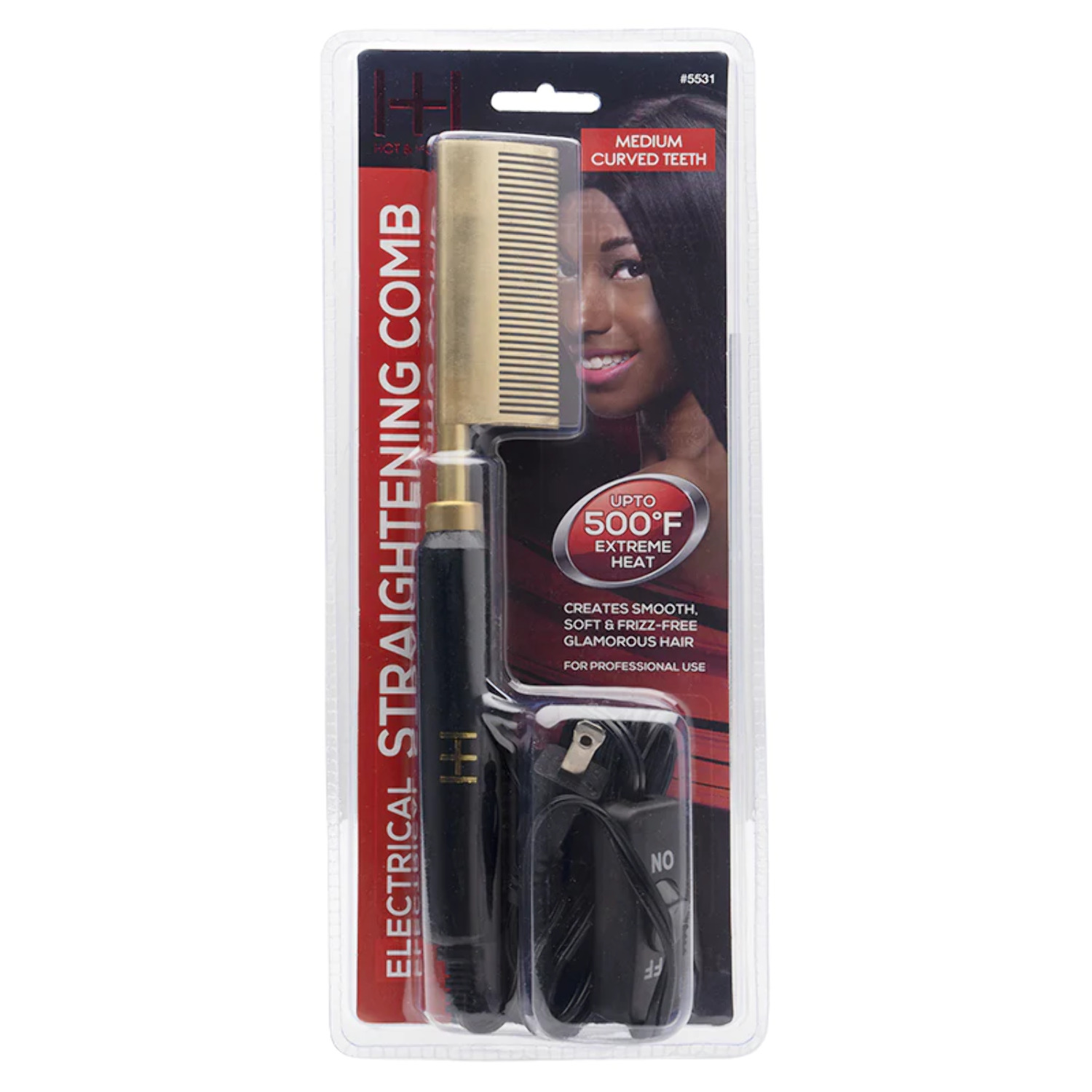 Annie Electrical Straightening Comb Medium Curved Head Teeth 5531 ...