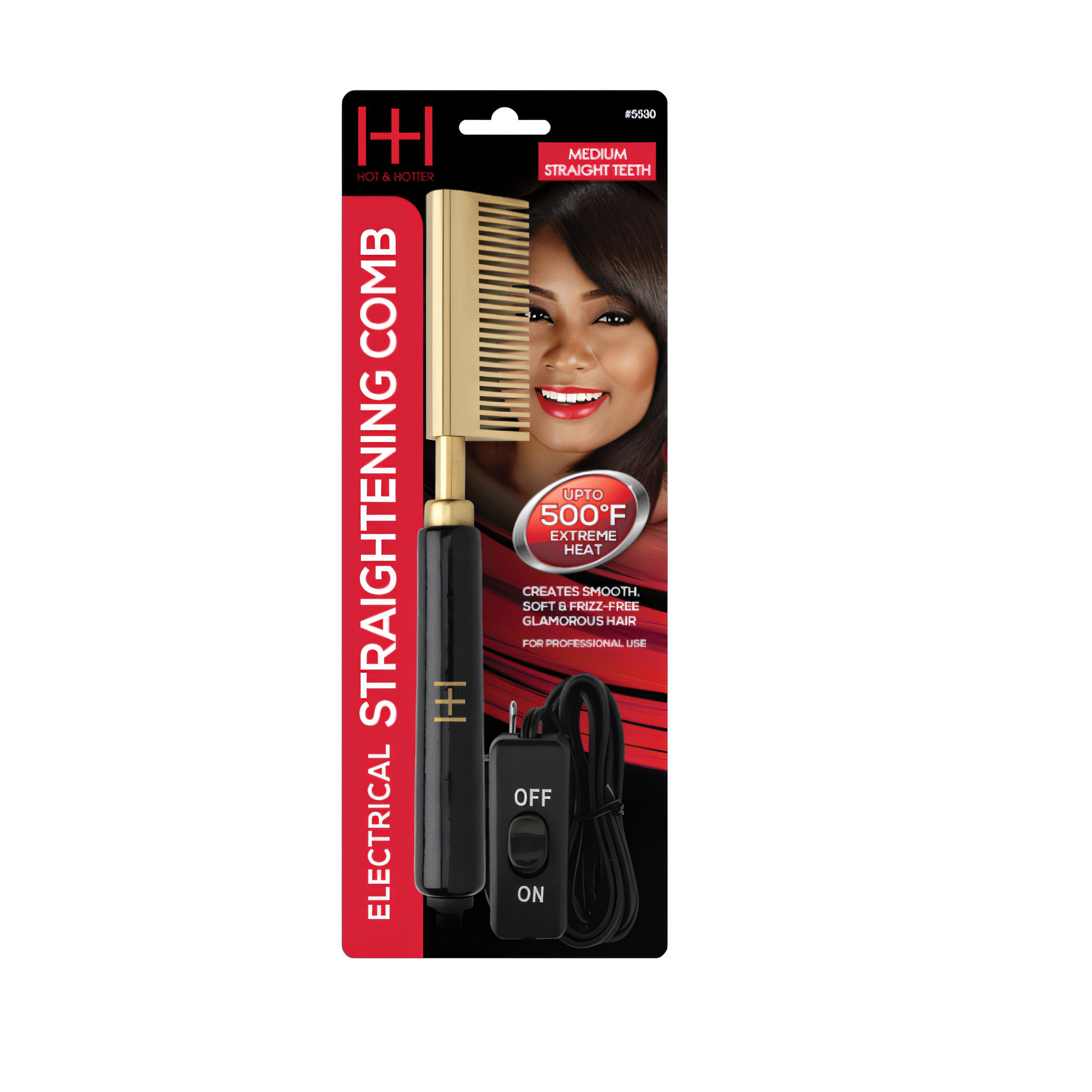 Annie Hot & Hotter Electrical Straightening Comb Medium Teeth Straight ...