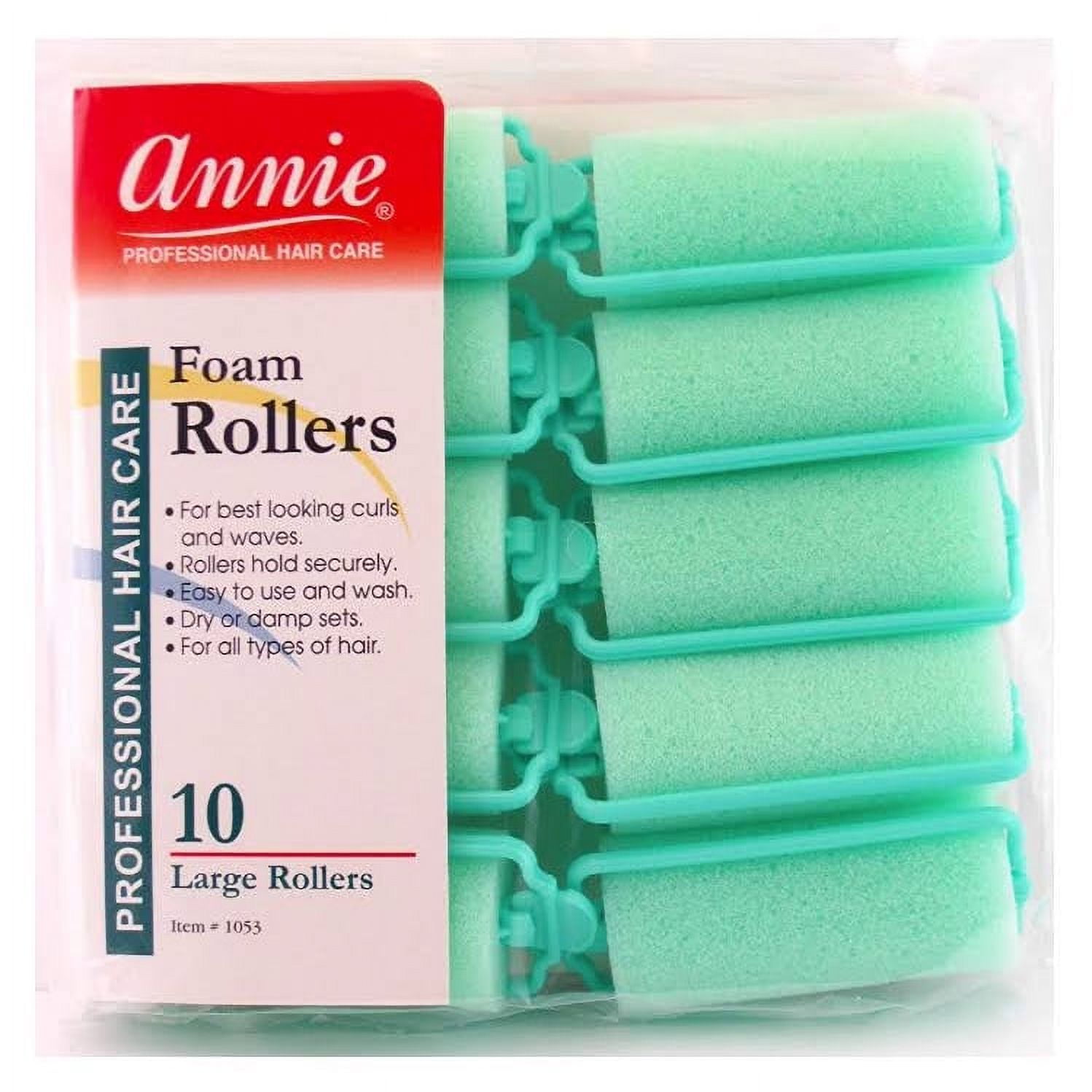 Annie Large 1" Foam Hair Rollers, 10/PK, Pack of 1, 3 Packs - Walmart.com
