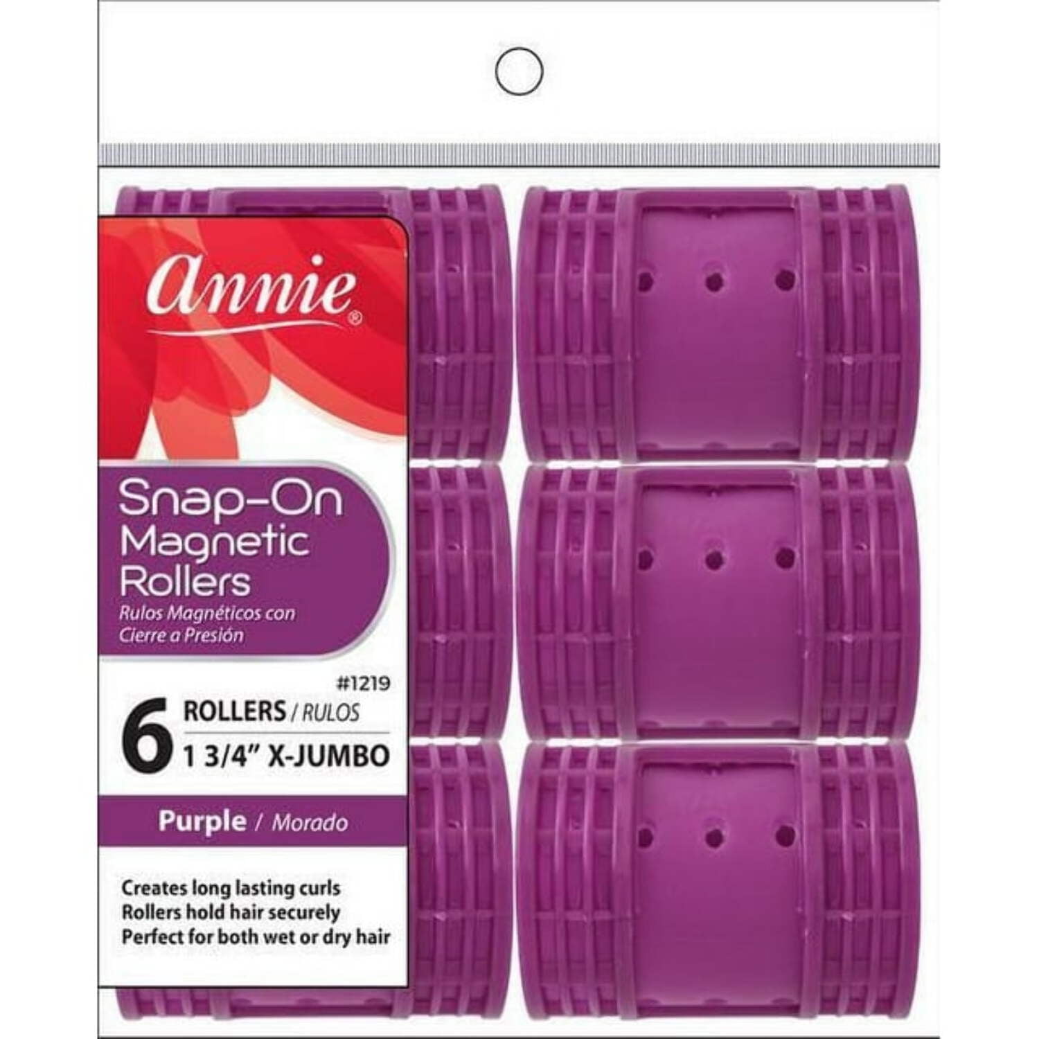 Annie Magnetic Hair Rollers, X-Jumbo 1-3/4" Purple 6 Piece Set ...
