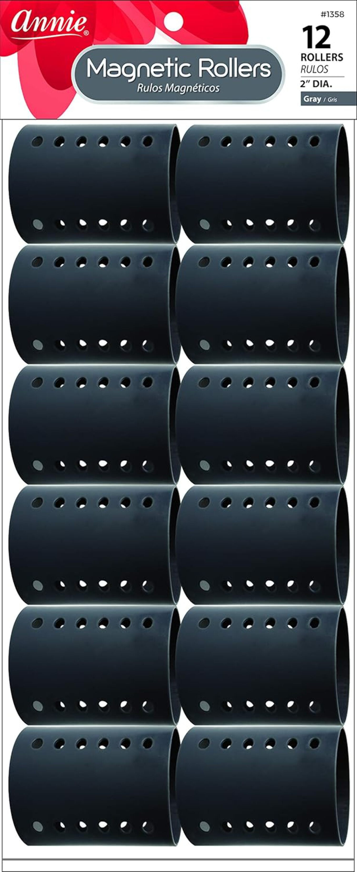 Annie Magnetic Rollers 12 Count Gray 2" #1358 - Walmart.com