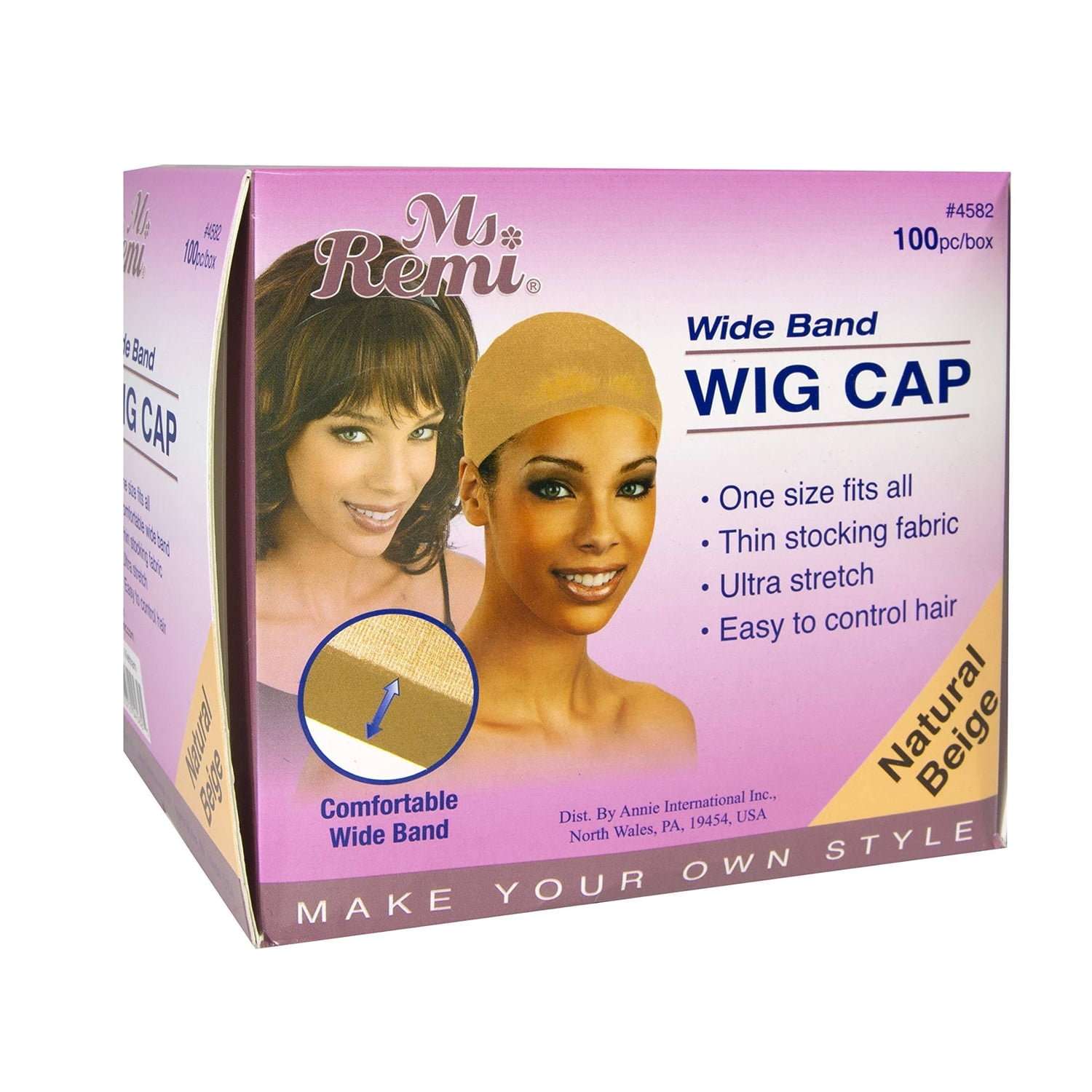 Annie Ms Remi Wig Cap Wide Band Natural Beige, 100/PK,Pack of 6 ...