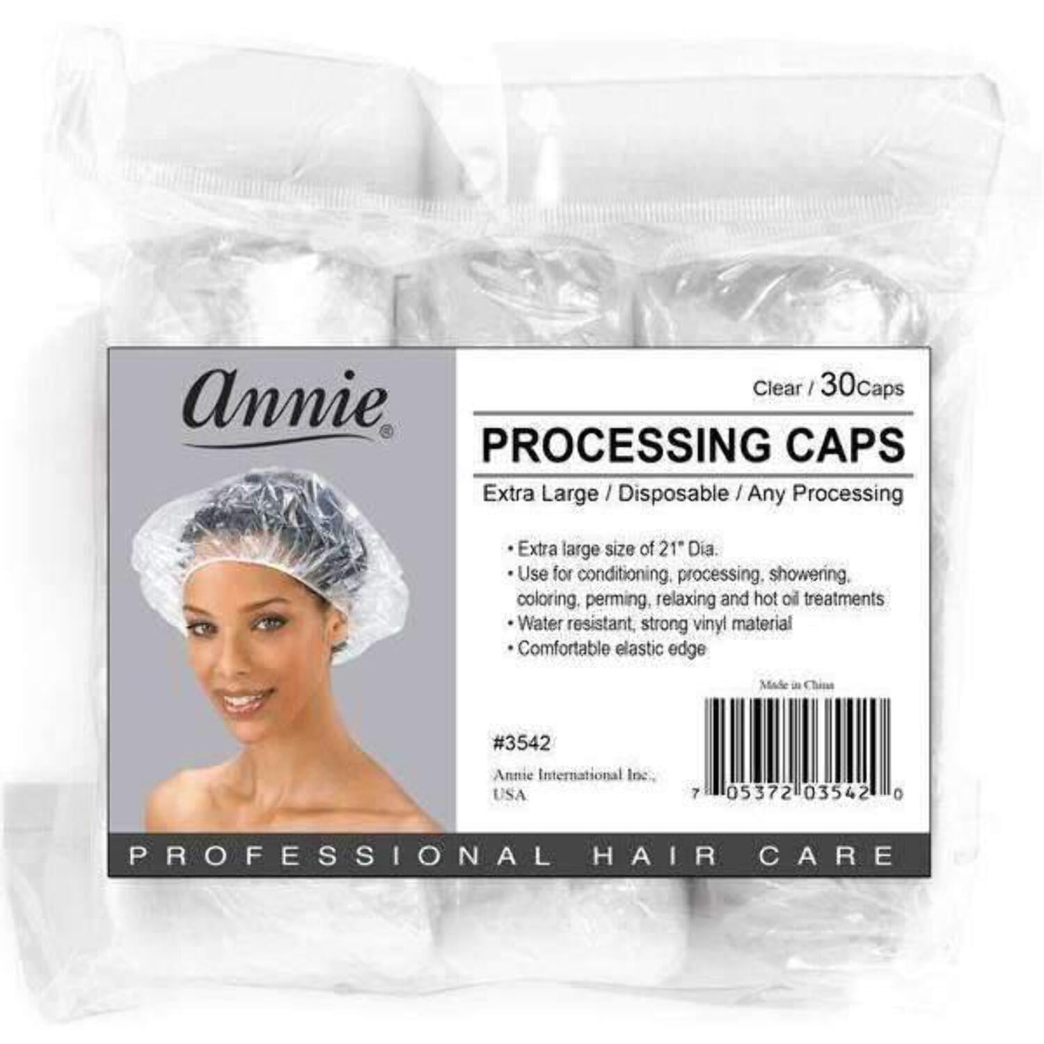 Annie XL Vinyl Processing Shower Caps 30pcs - Clear, Water Resistant ...