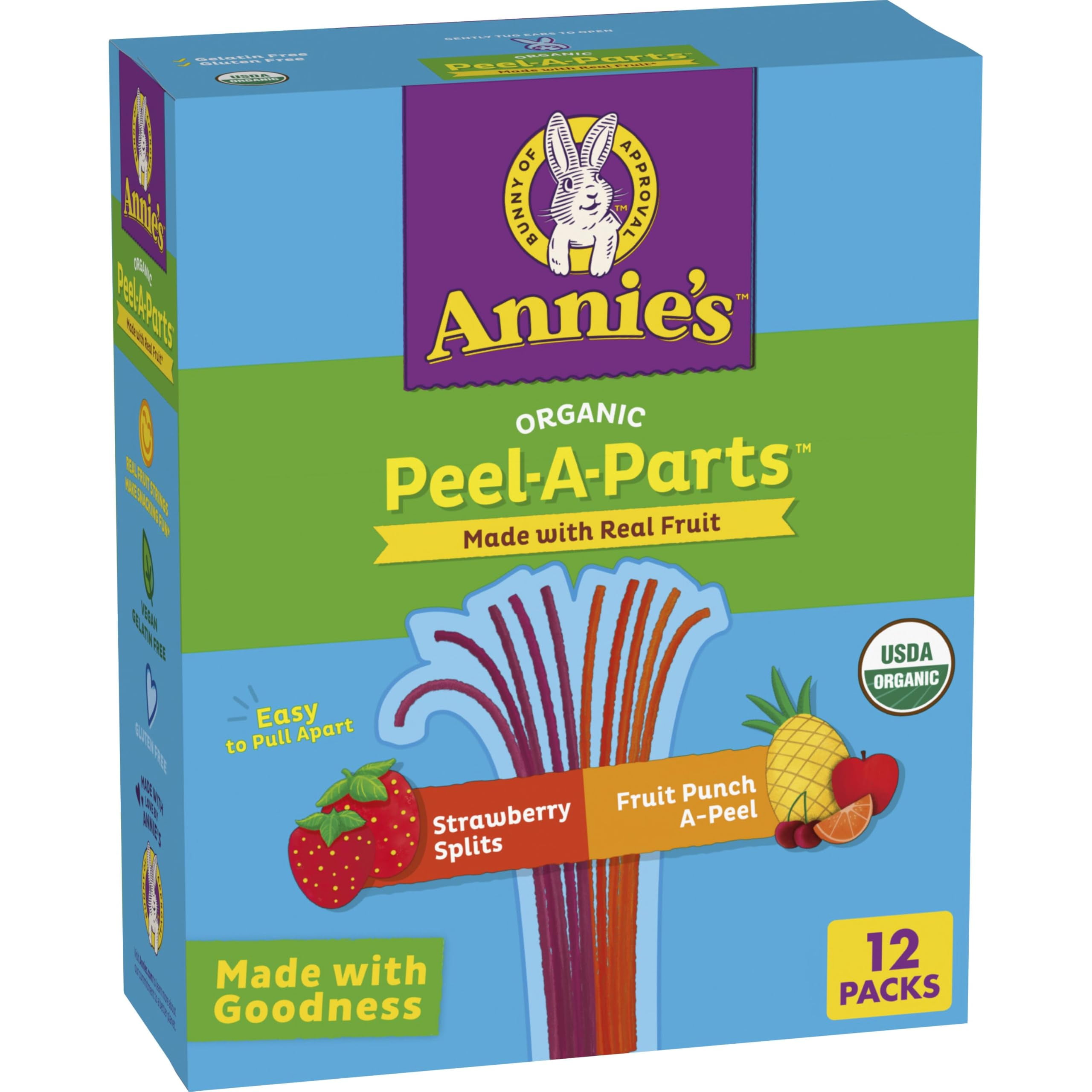 Annie'S Organic Fruit Peel-A-Parts Fruit Flavored Snacks, Strawberry ...