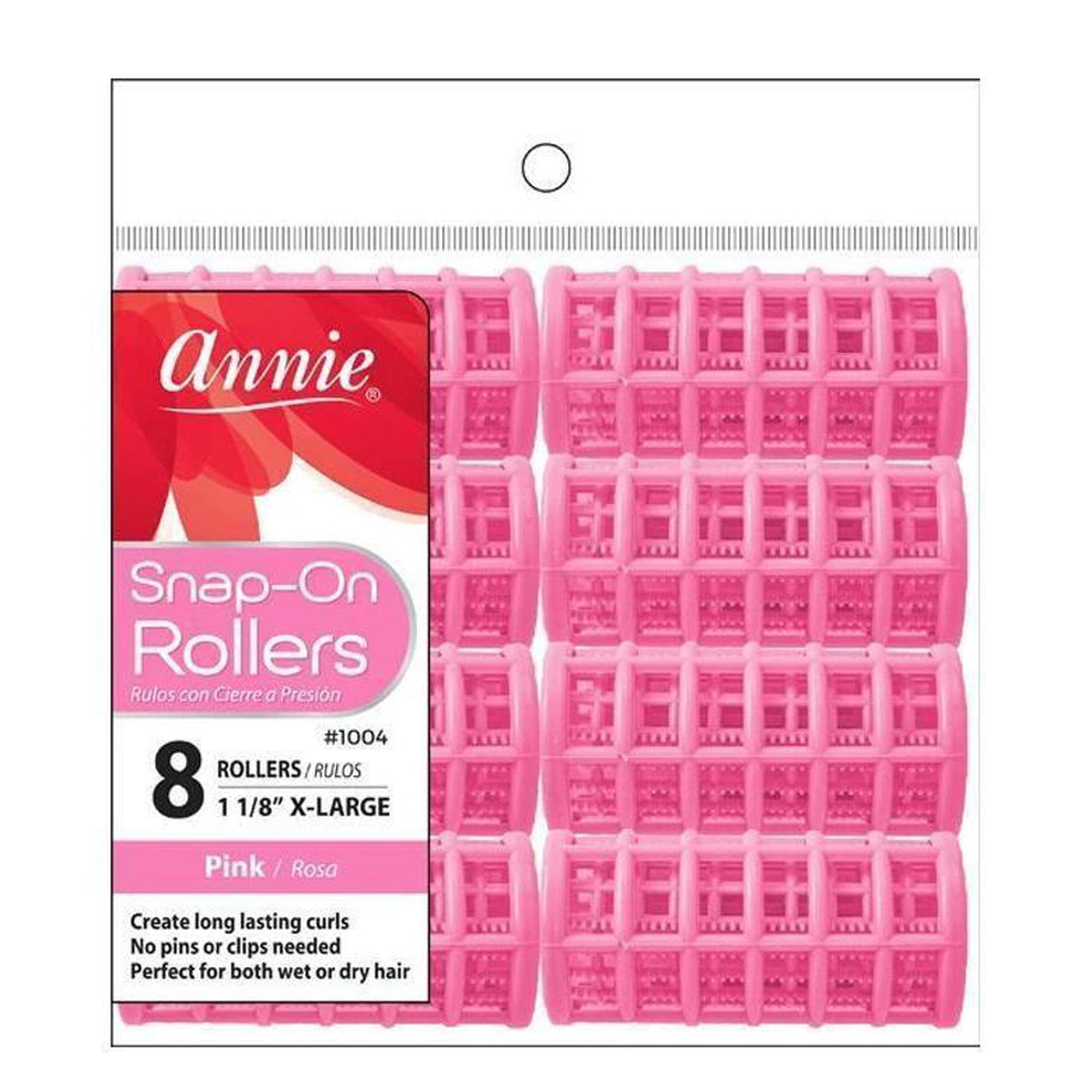 Annie Snap-On Magnetic Rollers Pink X-Large 1 1/8" 8 Count 1004 ...