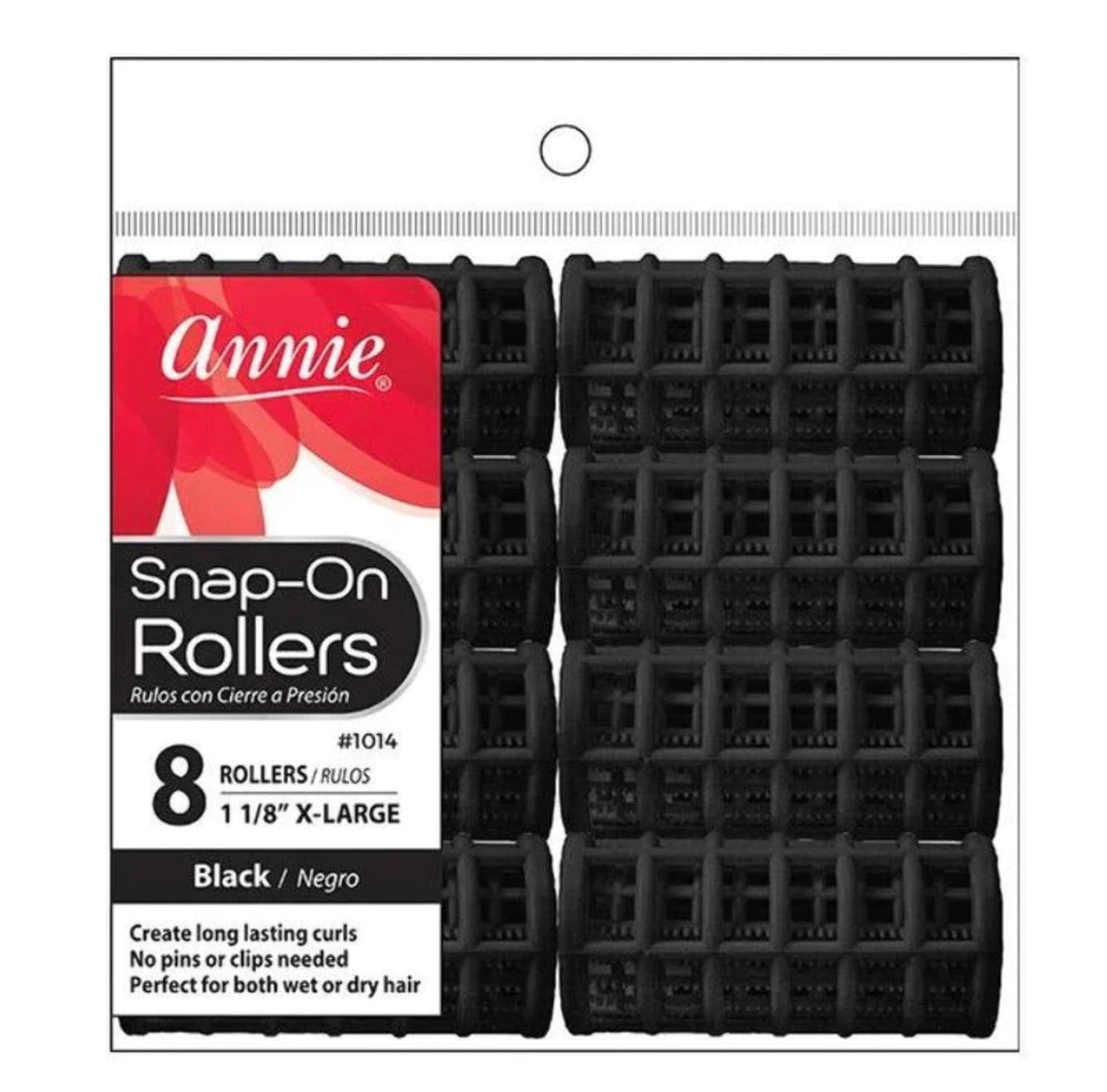 Annie Snap-On Rollers X-Large Black 1 1/8" 8 Count 1014 - Walmart.com