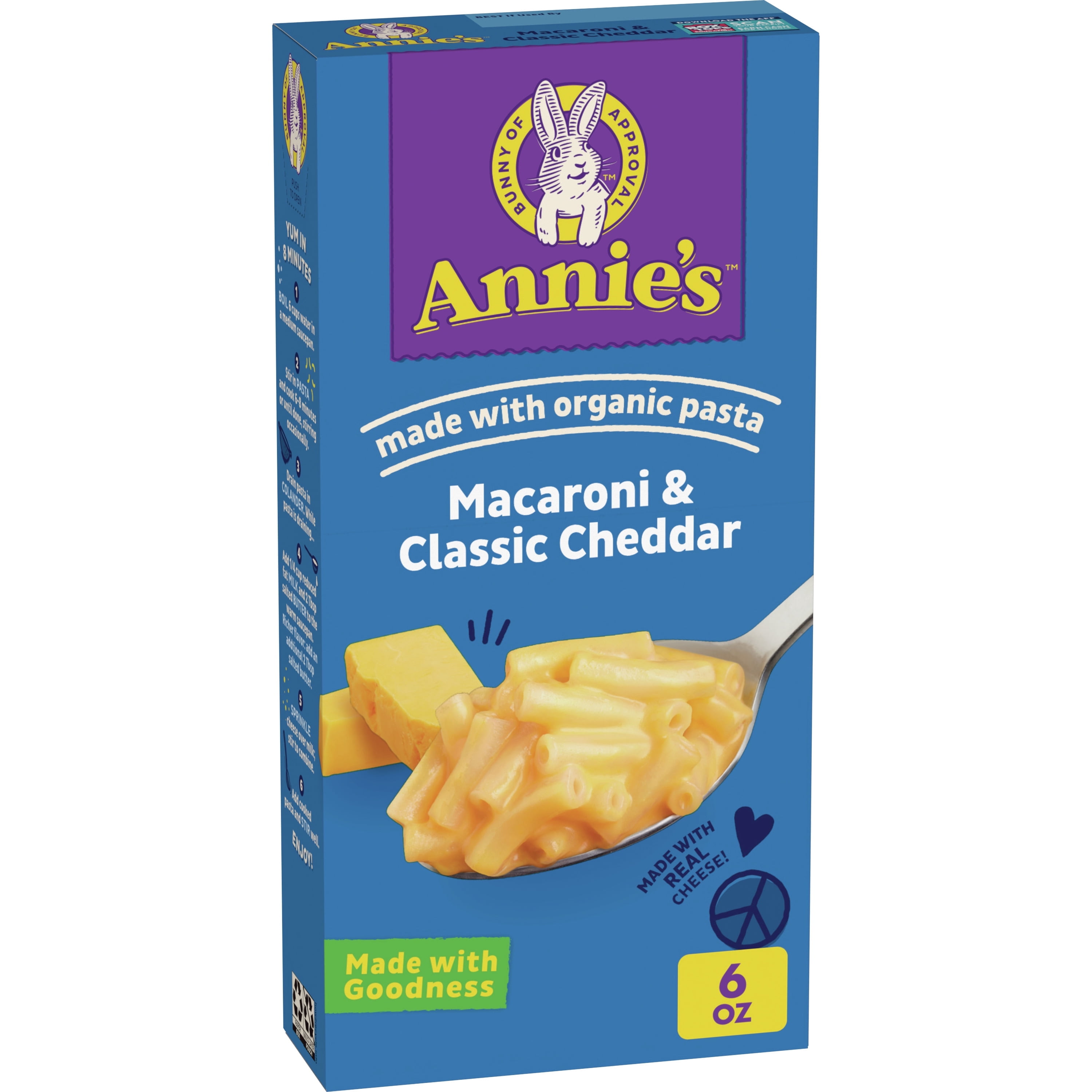 Annie's Classic Cheddar Macaroni and Cheese with Organic Pasta, 6 oz ...
