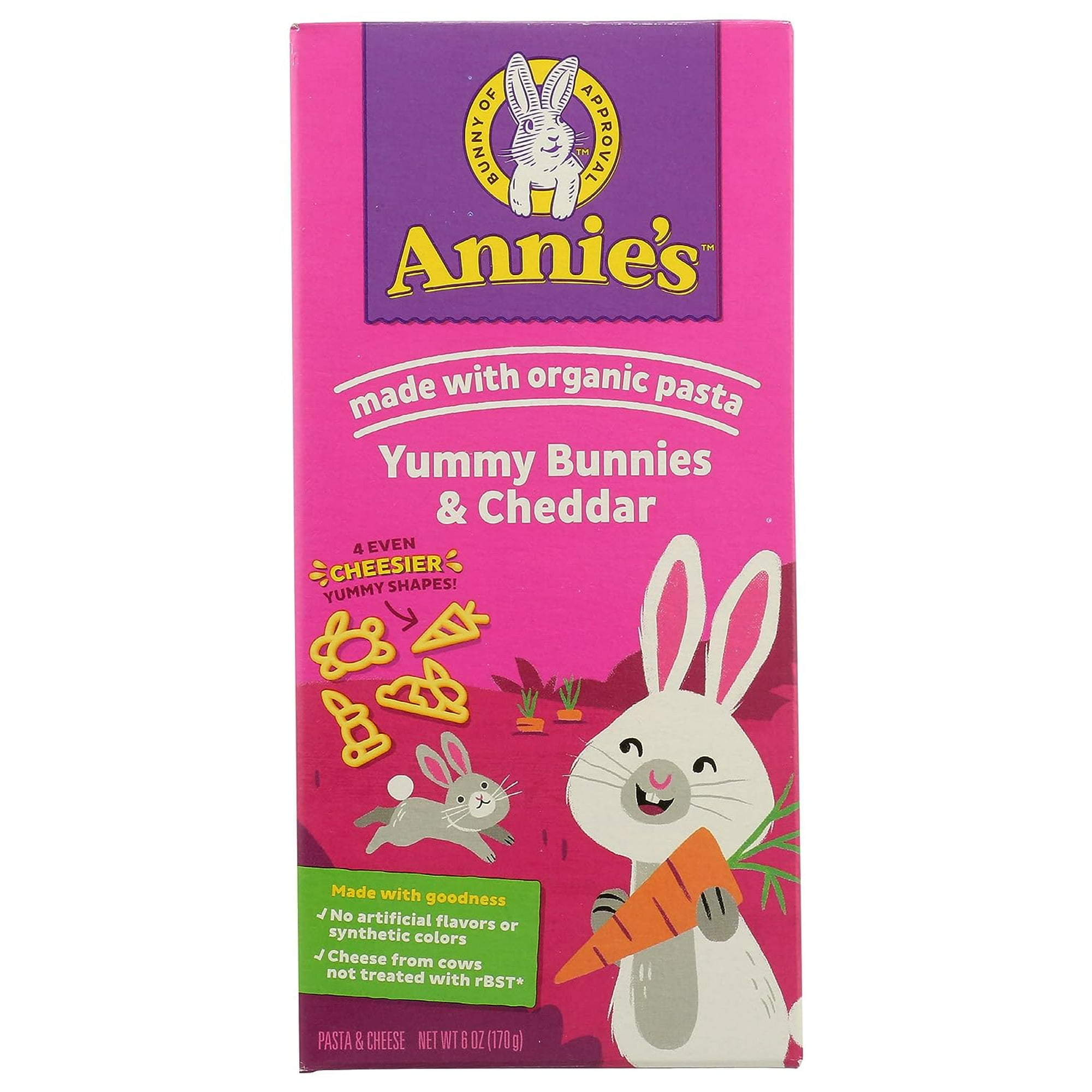 Annie's Homegrown, Bunny Pasta, Bunny Shaped Pasta & Yummy Cheddar, 6 ...