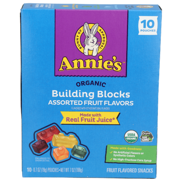 Annie's Homegrown Organic Building Blocks Fruit Snacks 10 Pack 10 ct ...