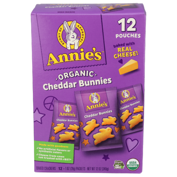 Annie's Homegrown Organic Cheddar Bunnies Baked Crackers 12 Pack 1 oz ...