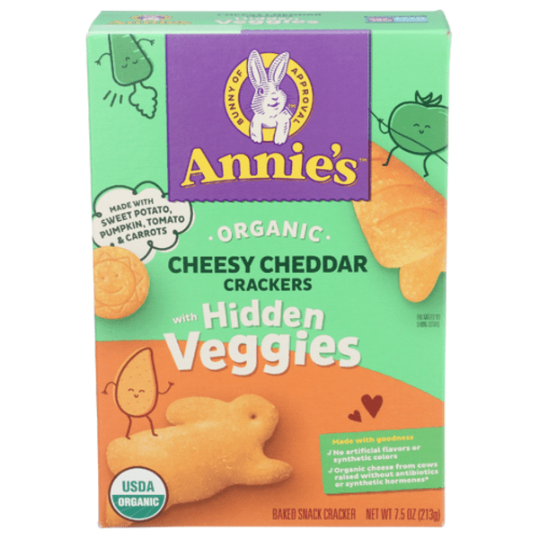 Annie's Homegrown Organic Cheesy Cheddar Crackers With Hidden Veggies 7 ...