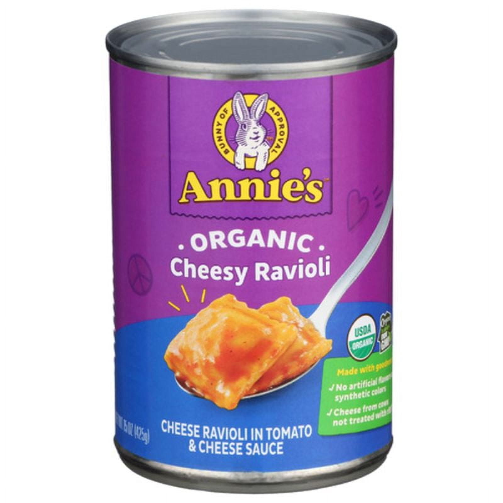 Annie's Homegrown Organic Cheesy Ravioli In Tomato & Cheese Sauce 15 oz ...