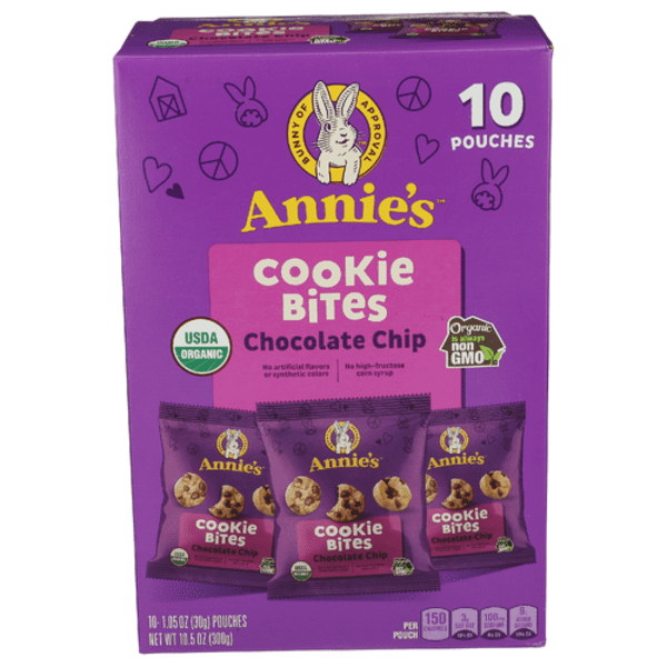 Annie's Homegrown Organic Chocolate Chip Cookie Bites 10 Snack Packs 1. ...