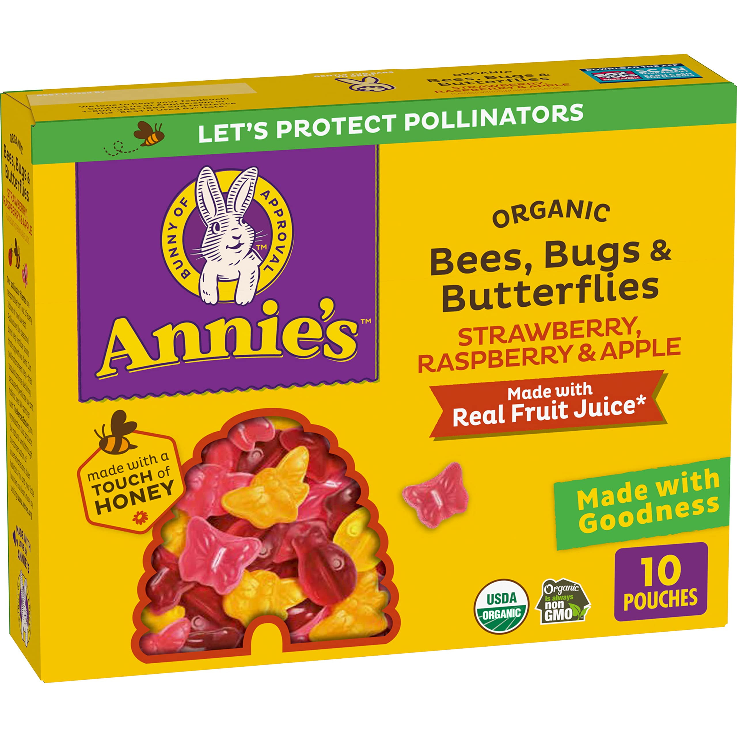 Annie's Organic Fruit Snacks for Kids Lunchbox, Bees, Bugs, Butterflies ...