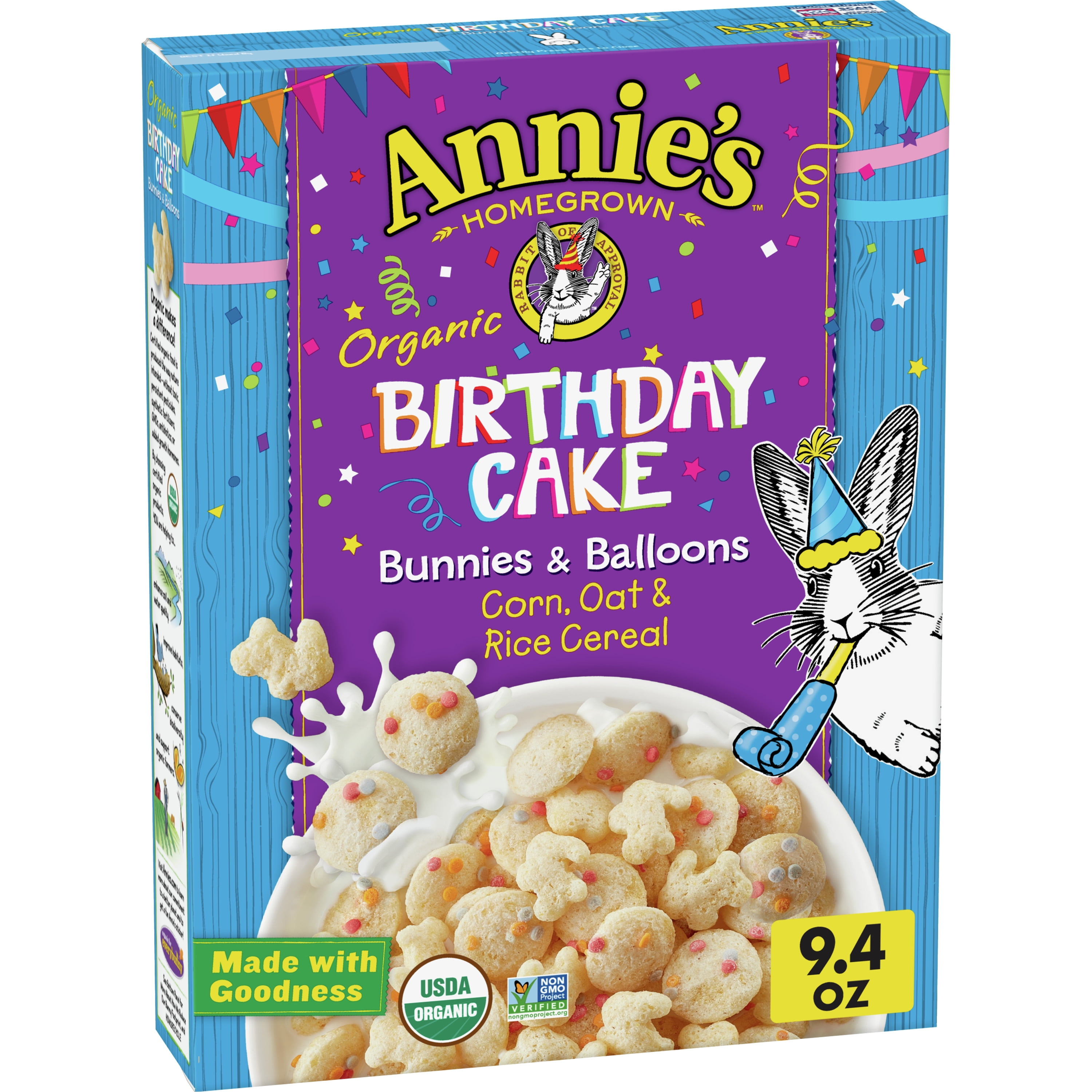 Annie's Organic Birthday Cake Bunnies & Balloons, Corn, Oat & Rice ...
