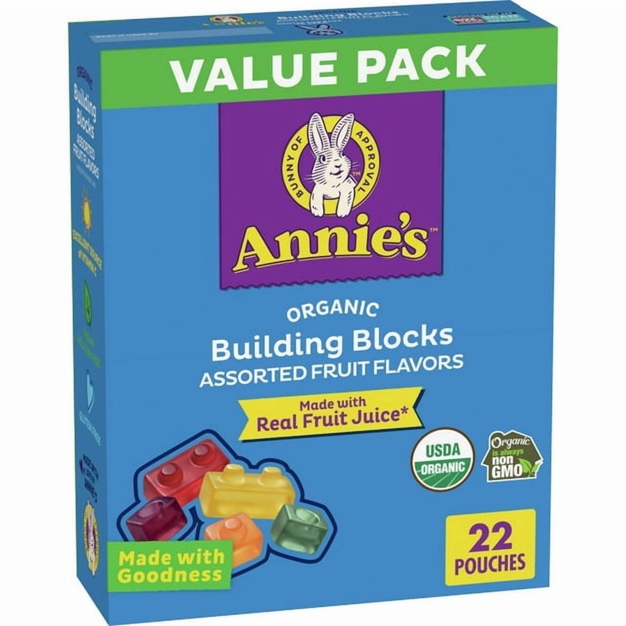 (4pack) Annie's Organic Building Blocks Fruit Flavored Snacks, Gluten ...