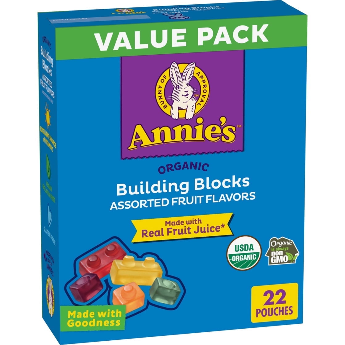 Annie's Organic Building Blocks Fruit Flavored Snacks, Gluten Free, 22 ...