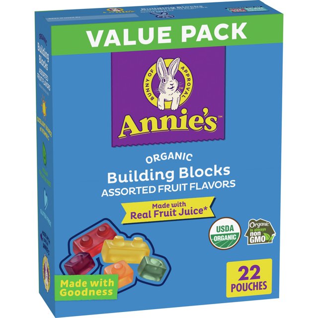 Annie's Organic Building Blocks Fruit Flavored Snacks, Gluten Free, 22 ...