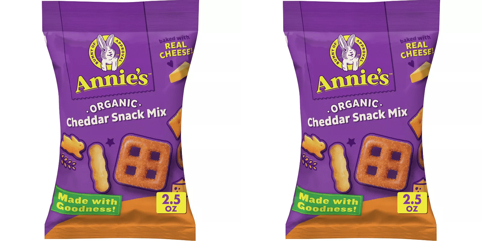 Annie's Organic Cheddar Snack Mix - 2.5oz PACK OF 2, Organic Cheddar ...