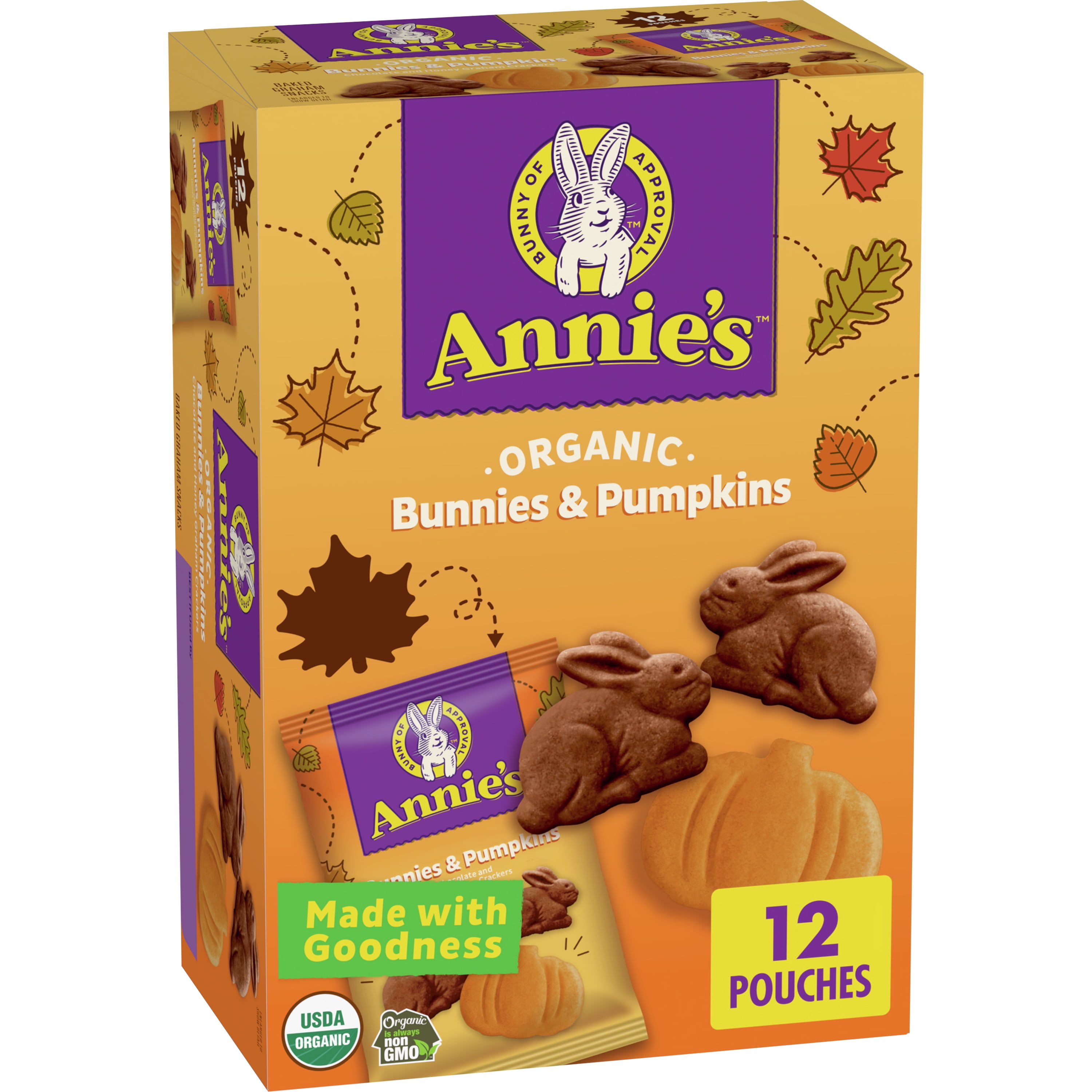 Annie's Organic Chocolate and Honey Bunnies and Pumpkins Grahams 12 ct ...