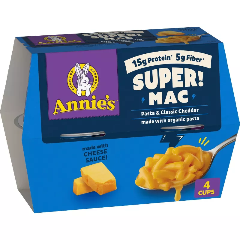 Annie's Organic Classic Cheddar Super Mac and Cheese Cups - 11.44oz/4ct ...