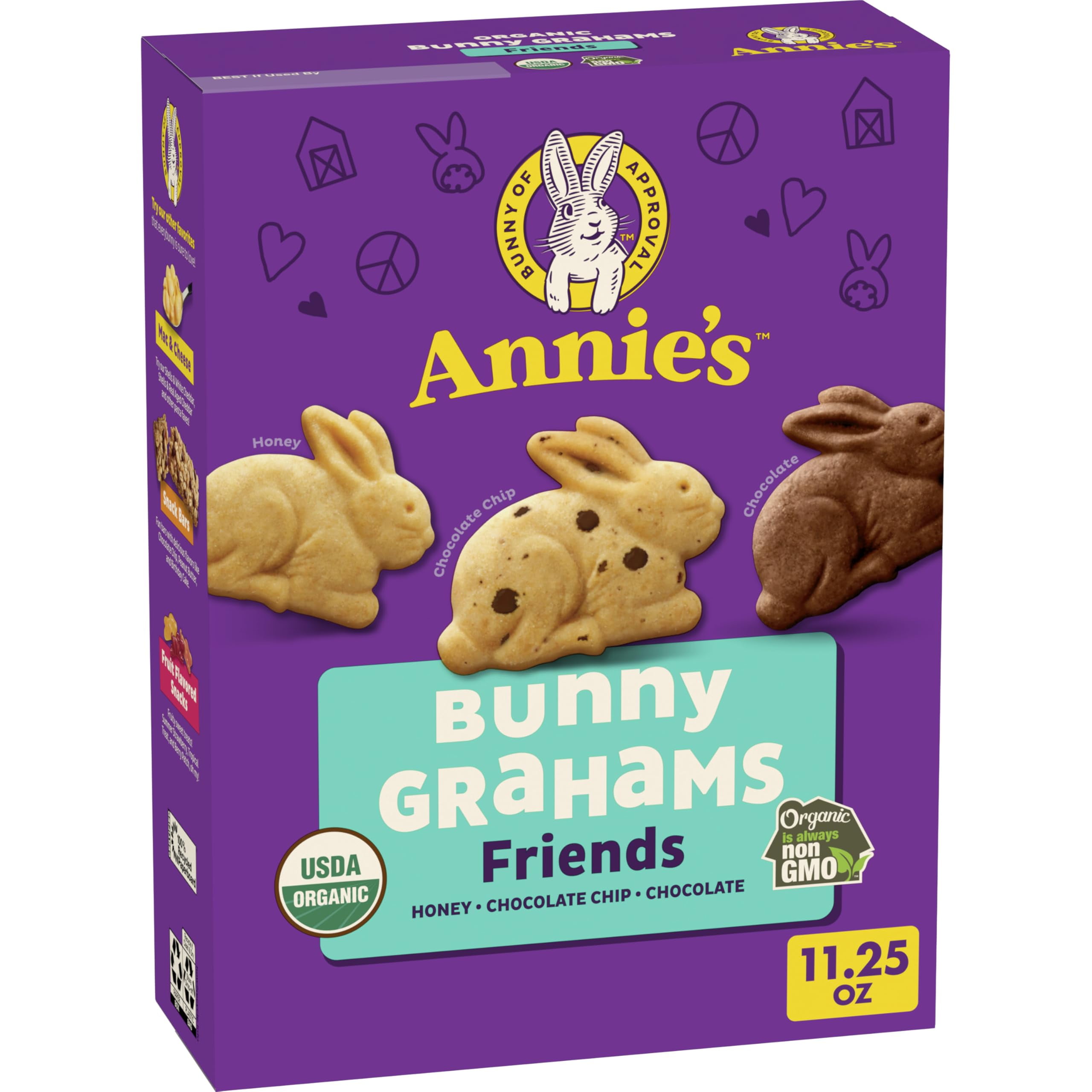 Annie's Organic Friends Bunny Grahams, Chocolate Chip, Chocolate, and Honey Baked Graham Snacks ...