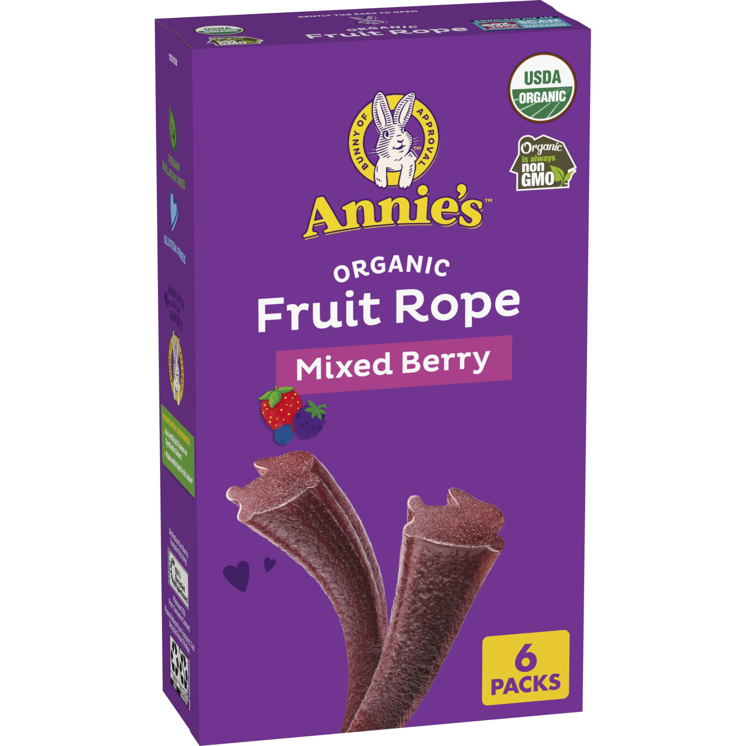 Annie's Organic Fruit Rope, Mixed Berry, Made With Real Fruit, 4.02 oz ...
