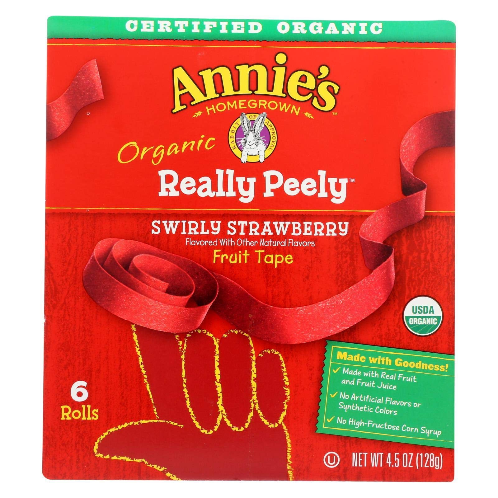 Annie's Organic Fruit Tape, CI30 Swirly Strawberry, Non-GMO and Organic ...