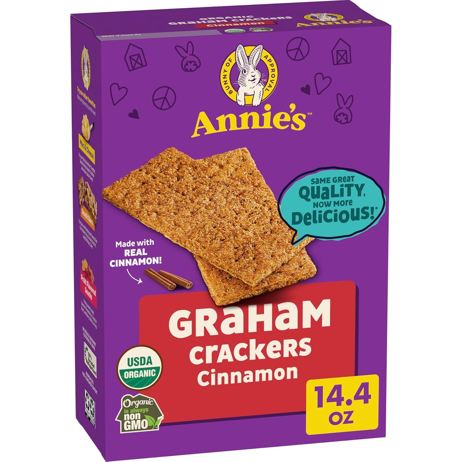 Annie's Organic Graham Crackers, Cinnamon, Made With Whole Grain, 14.4 ...
