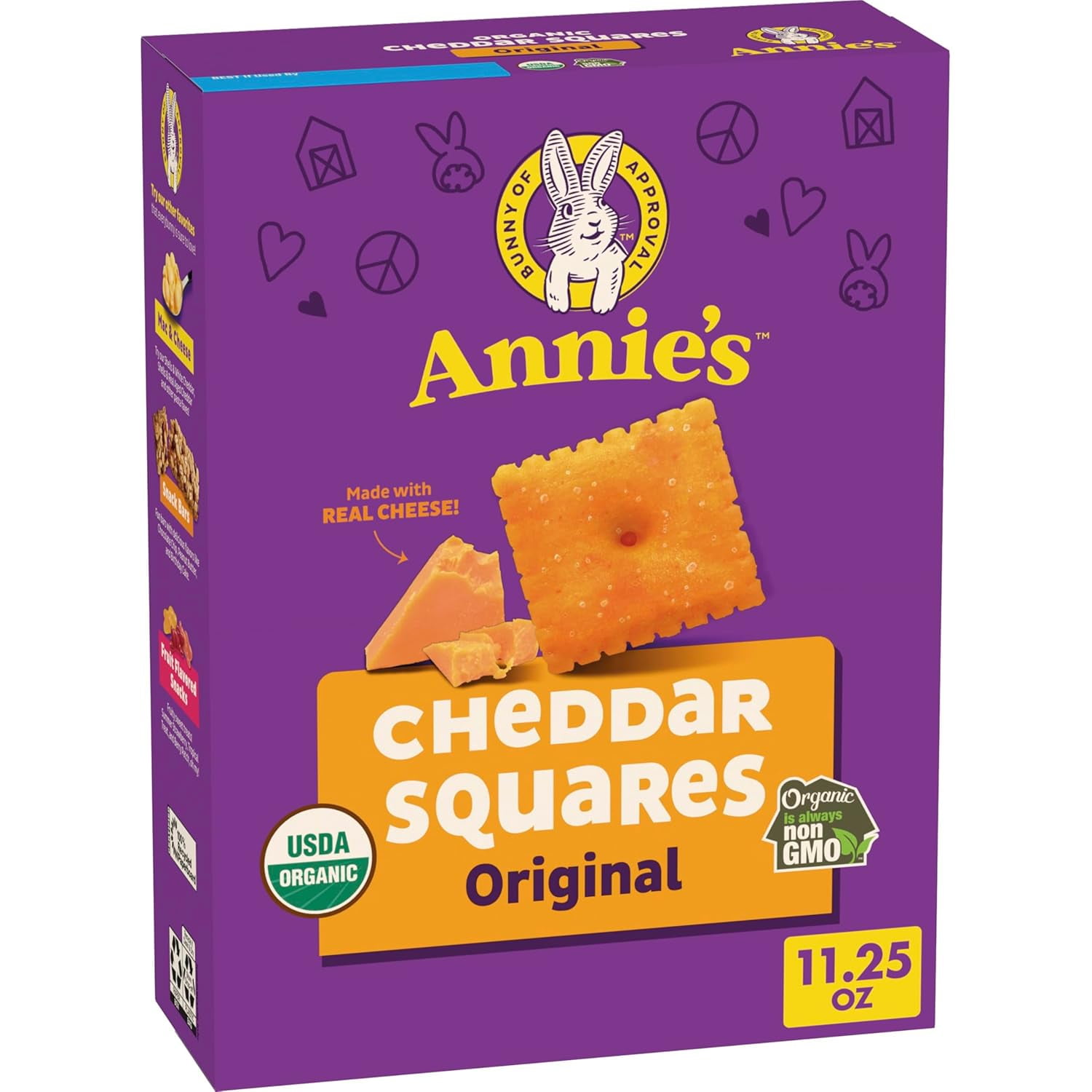 Annie's Organic Original Cheddar Squares Baked Snack Crackers, Made ...