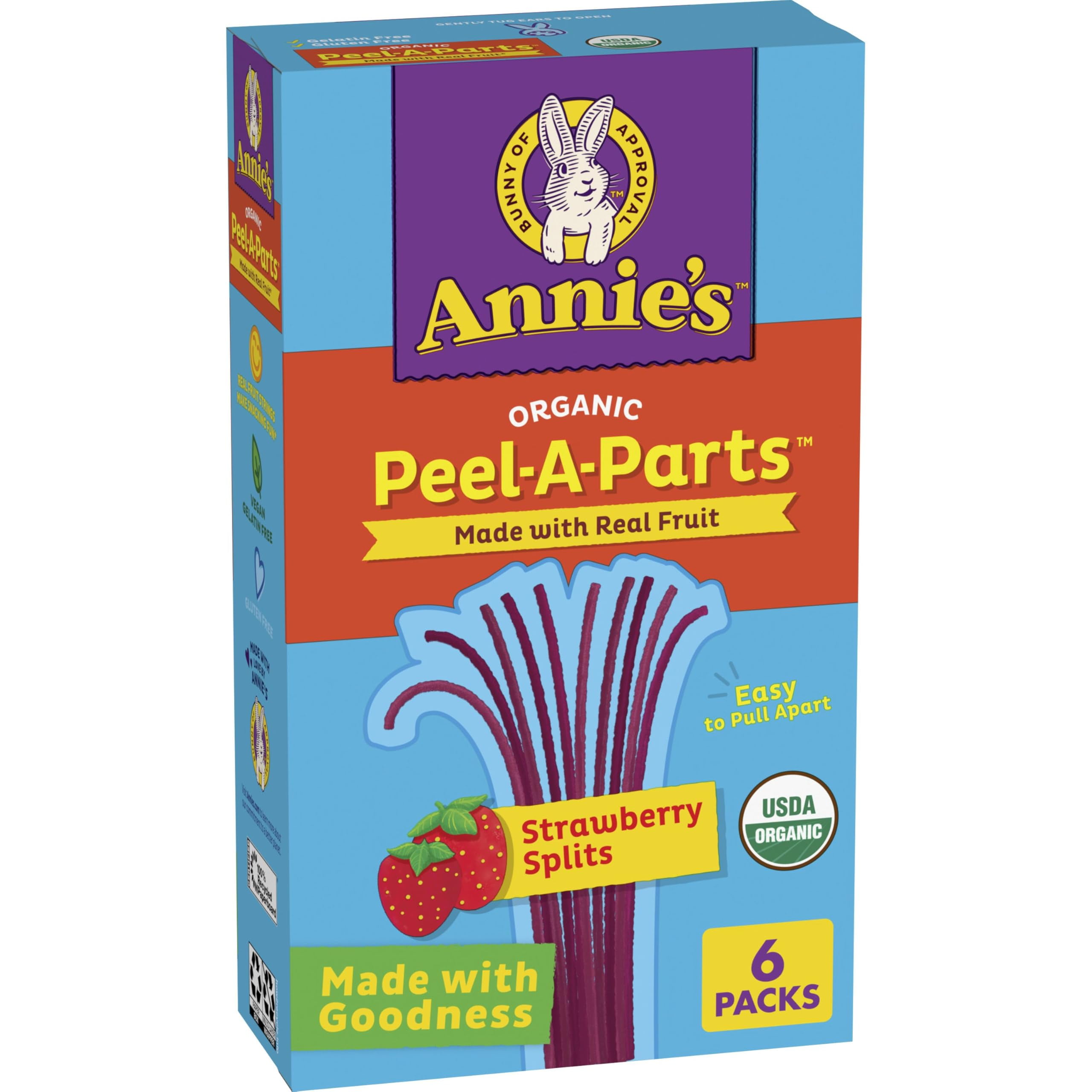 Annie's Organic Peel-A-Parts Fruit Flavored Snacks, Strawberry Splits ...