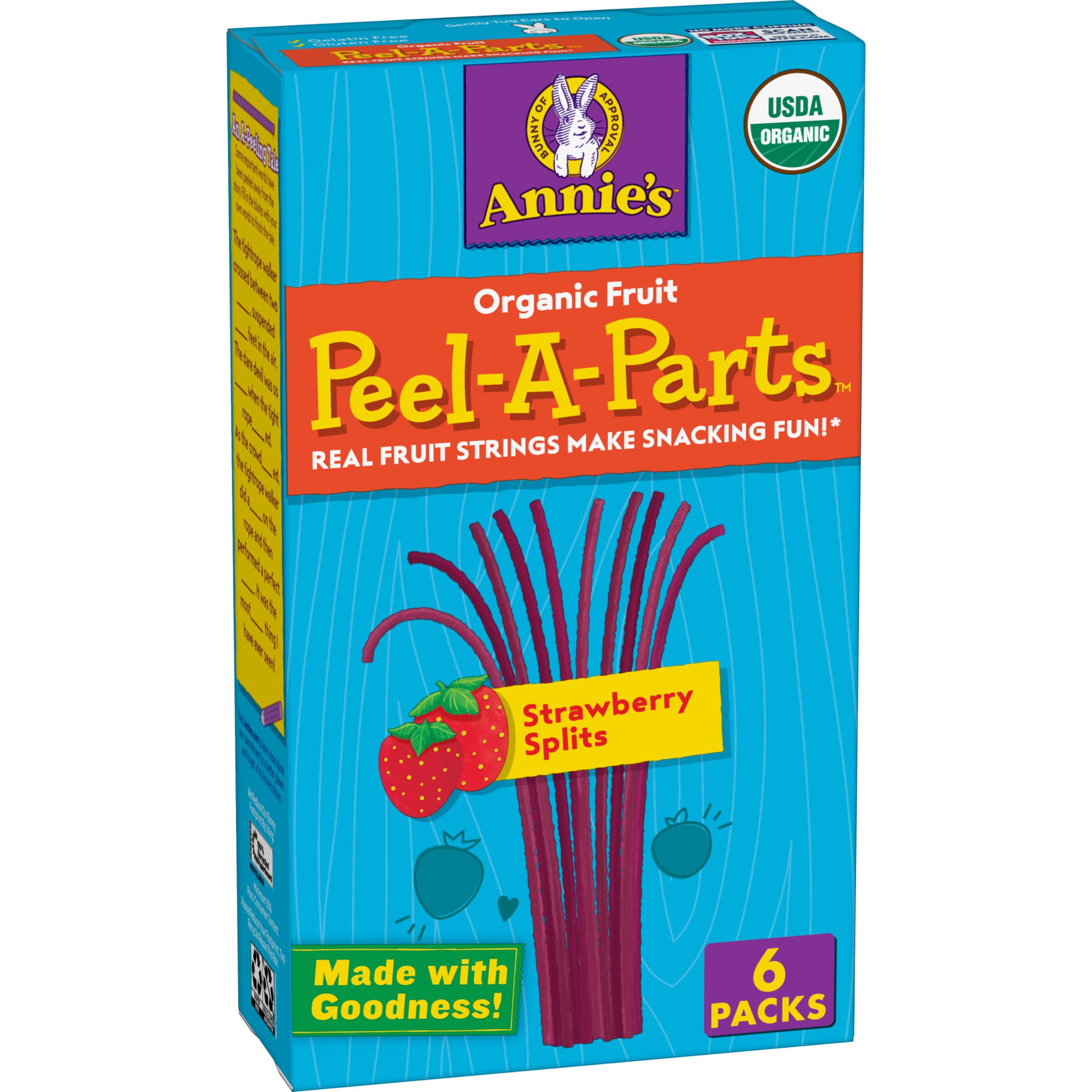 Annie's Organic Peel-A-Parts Fruit DPF11 Flavored Snacks, Strawberry ...
