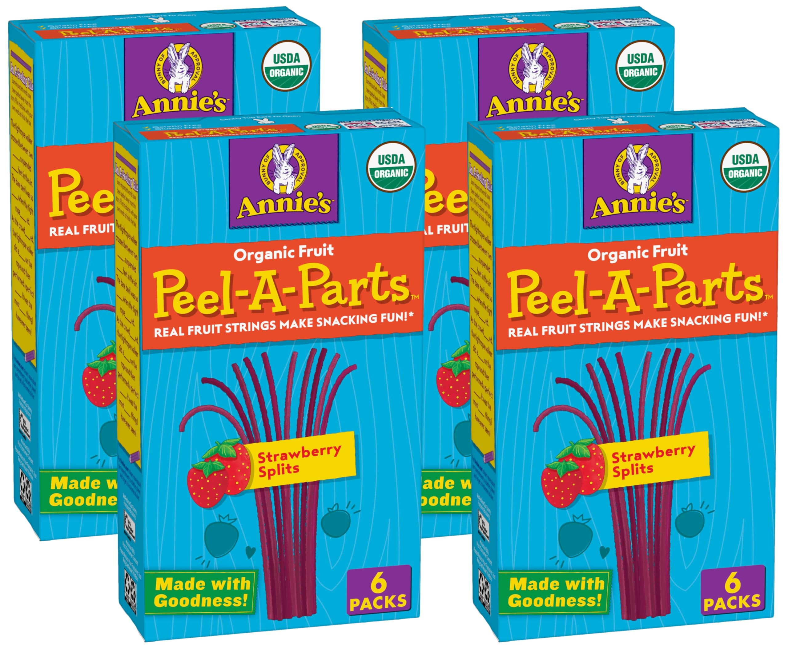 Annie's Organic Peel-A-Parts Fruit-Flavored Snacks, Strawberry Splits ...