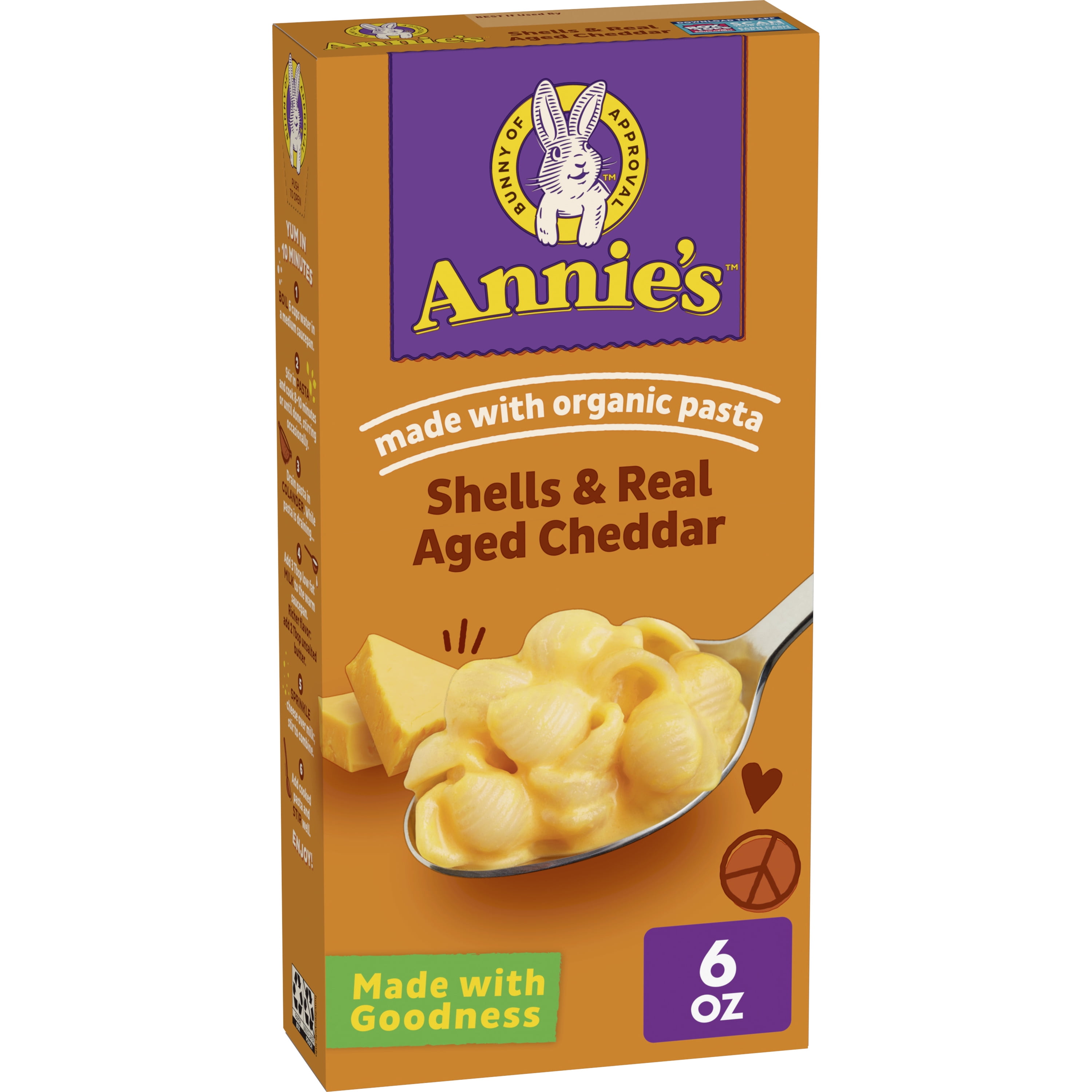 Annie's Real Aged Cheddar Shells Macaroni & Cheese Dinner with Organic ...