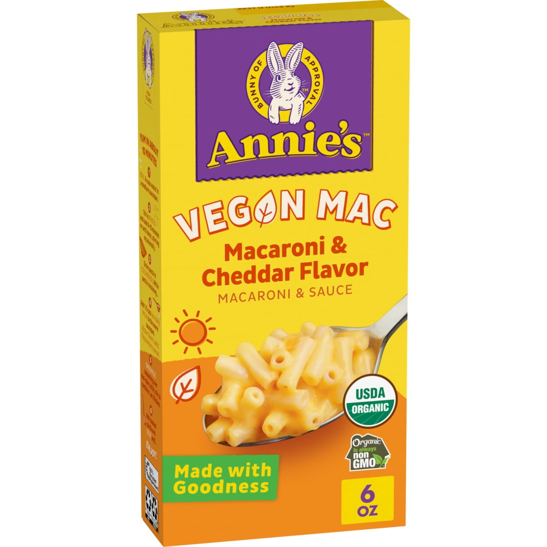 Annie's Vegan Mac and Cheese, Healthy Veggie Organic Pasta, Cheddar ...
