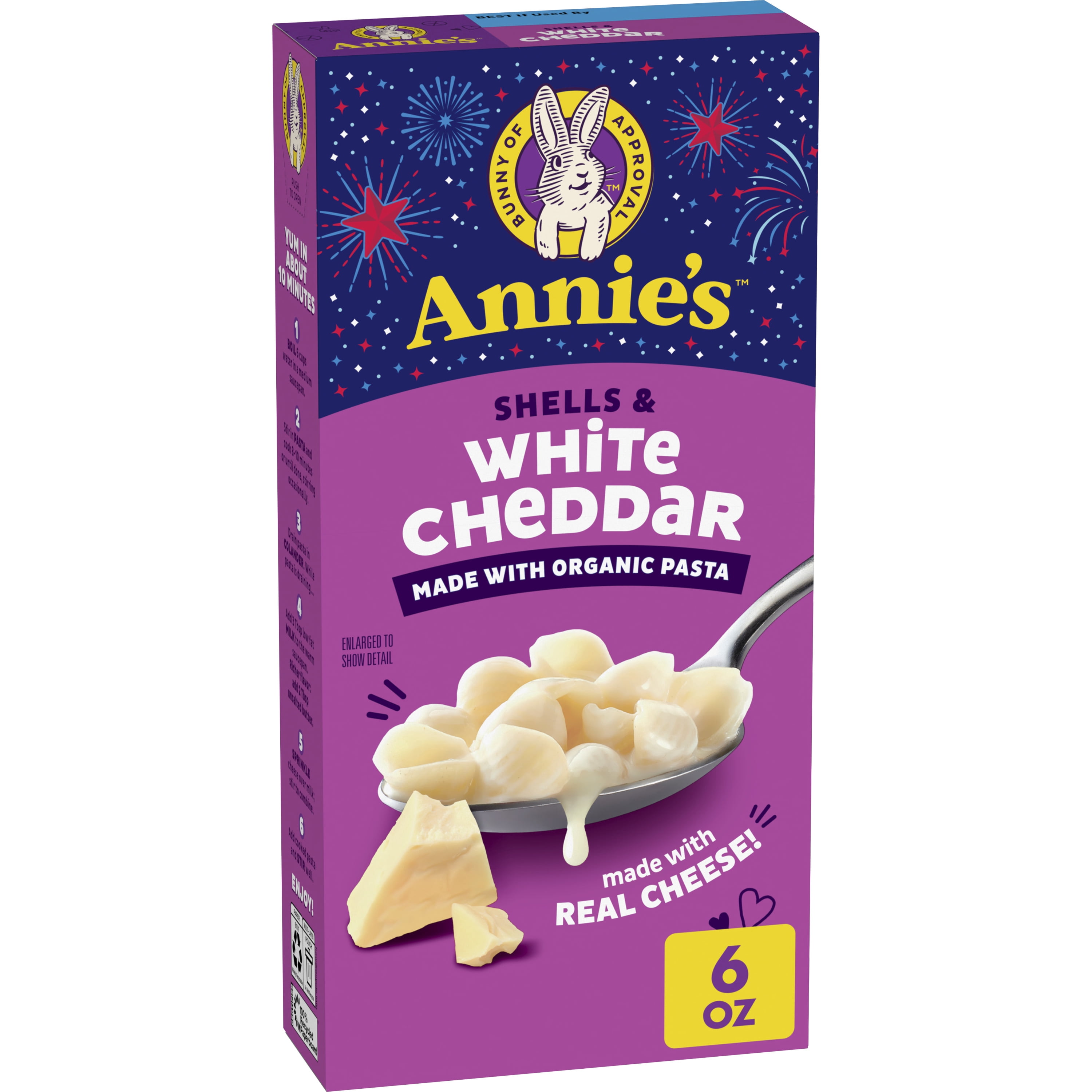Annie's, Shells and White Cheddar, 6 oz, Made with Organic Pasta ...